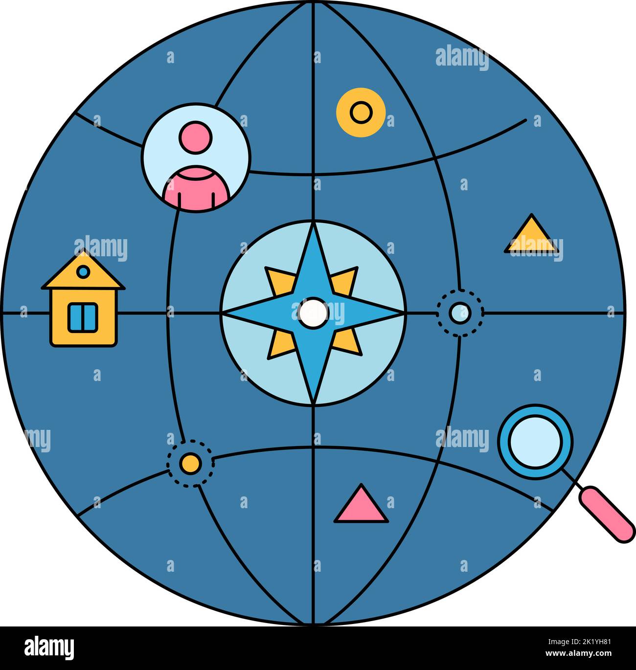 Geolocation icon. Vector earth planet map isolated. Mobile search and ...