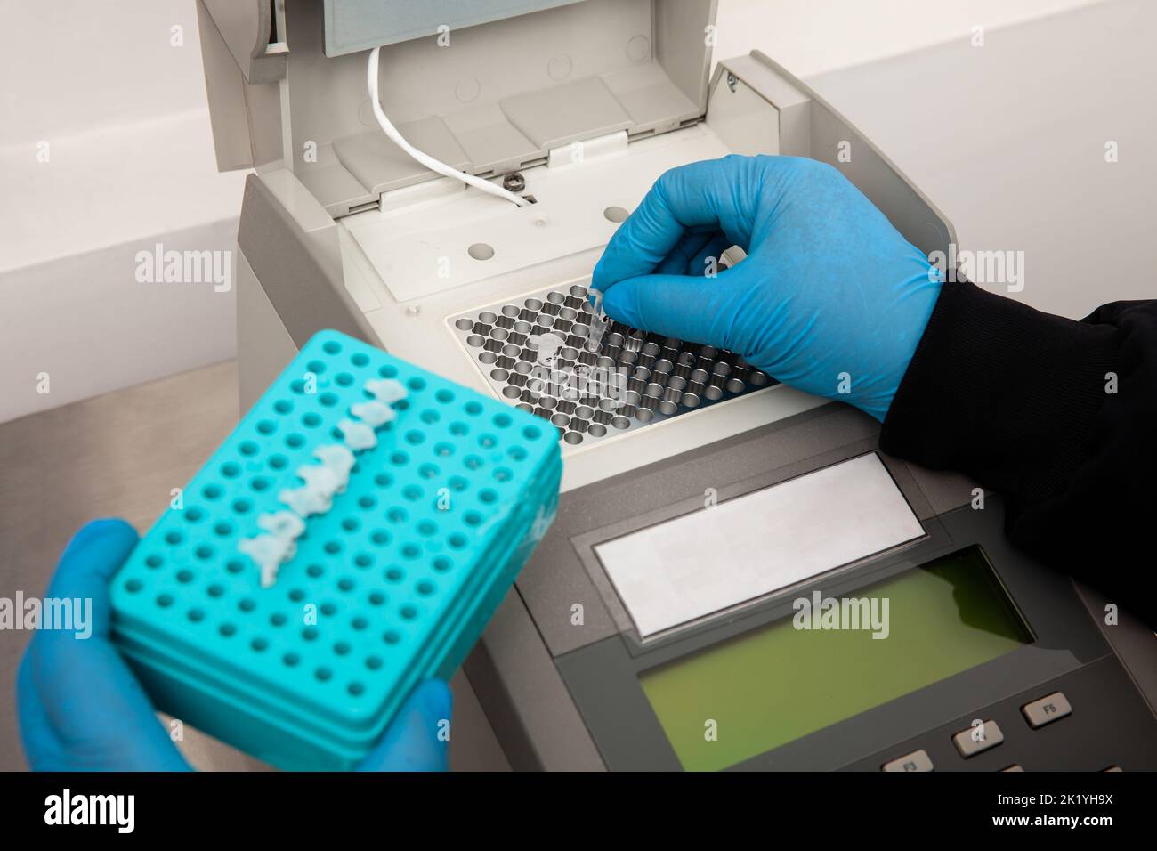 Closeup of a scientist hand while working at the laboratory with a ...