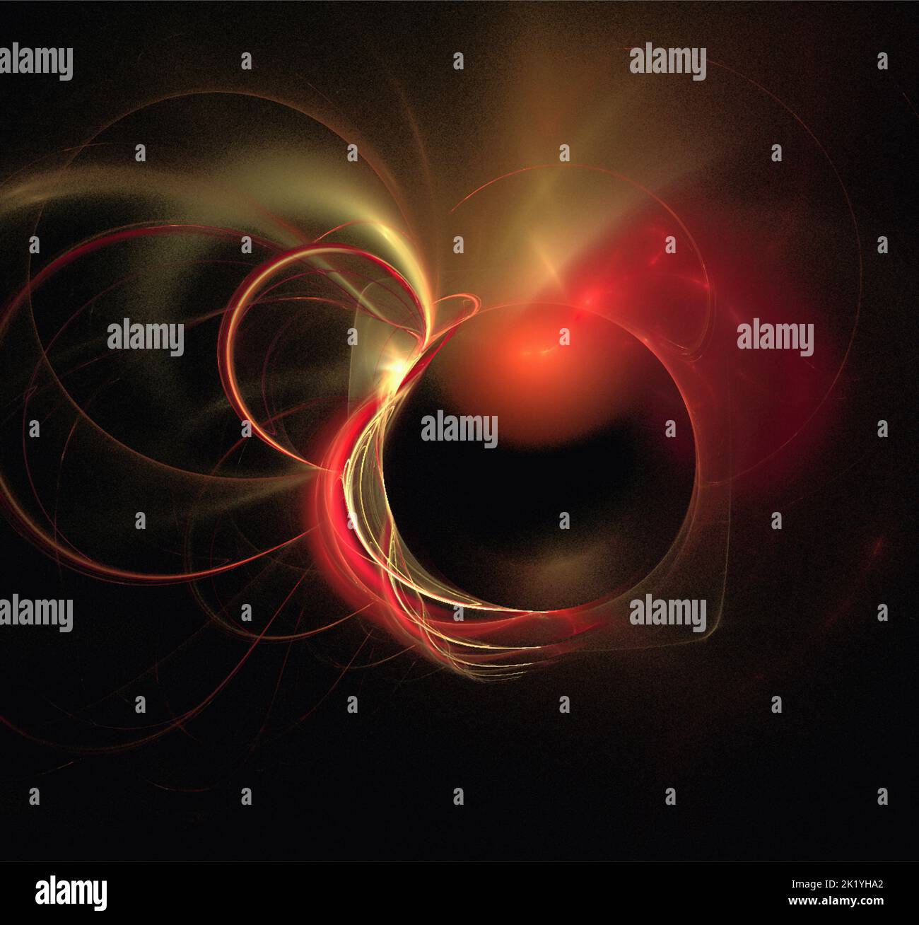 space fantasy illustration of red planetary system on dark space ...