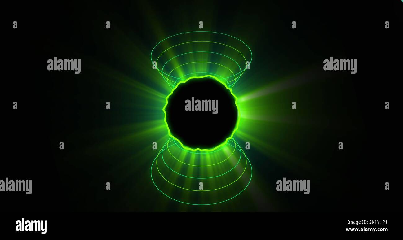 Images of moving green glowing shapes over black background Stock Photo ...