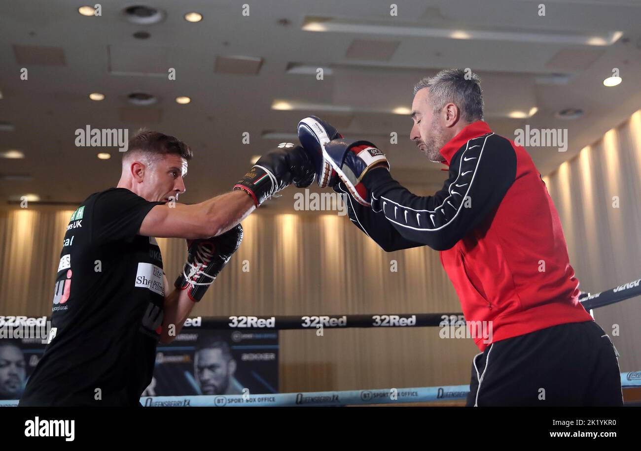 Nathan Heaney during a media workout at the Hilton Deansgate ...