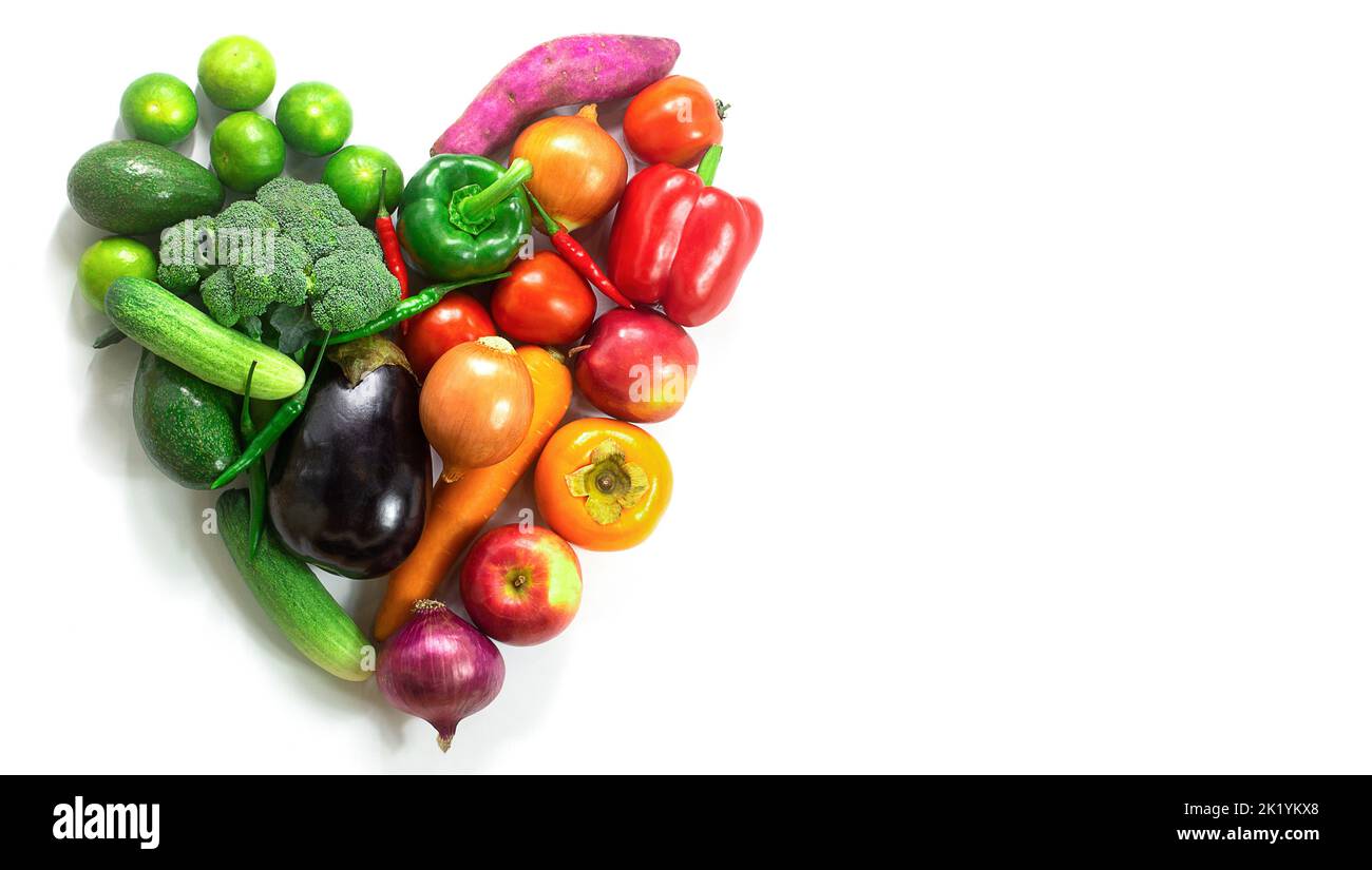 Heart of fruits and vegetables,Fresh vegetables and fruits,Colorful ...