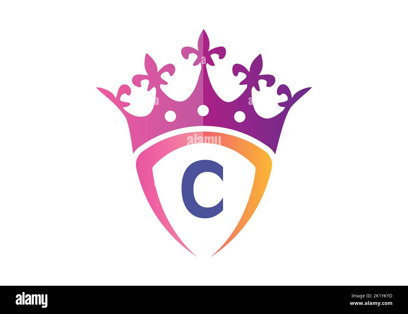 Letter C monogram alphabet With Shield And Crown Logo Template Stock ...