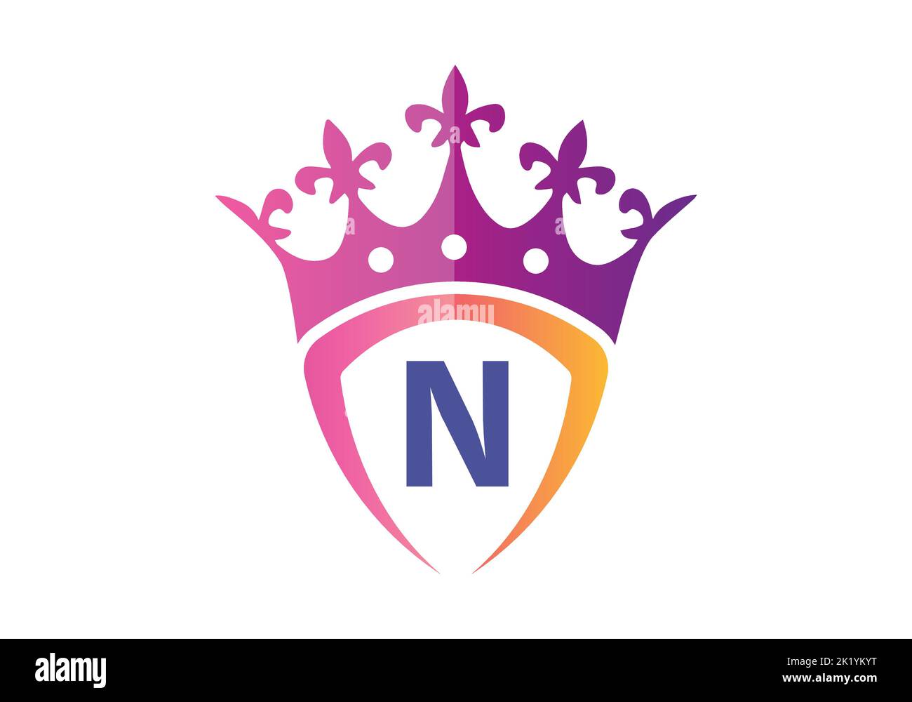 Letter N monogram alphabet With Shield And Crown Logo Template Stock ...