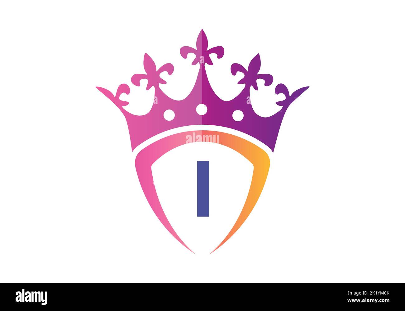 Letter I monogram alphabet With Shield And Crown Logo Template Stock ...