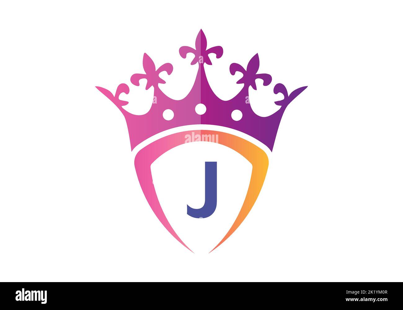 Letter J monogram alphabet With Shield And Crown Logo Template Stock ...