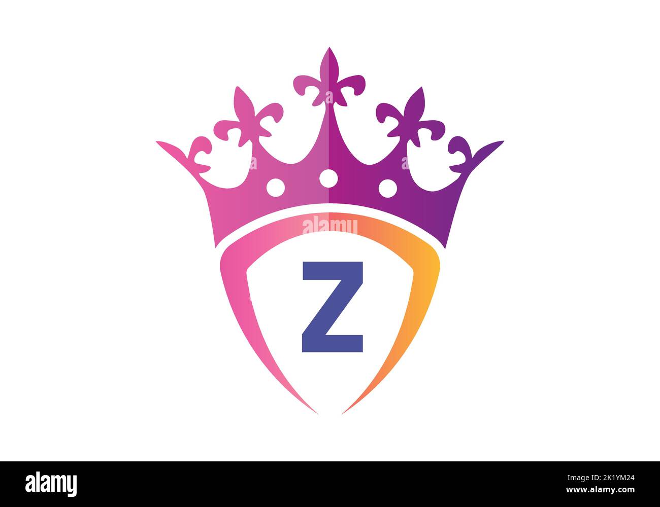 Letter Z monogram alphabet With Shield And Crown Logo Template Stock ...