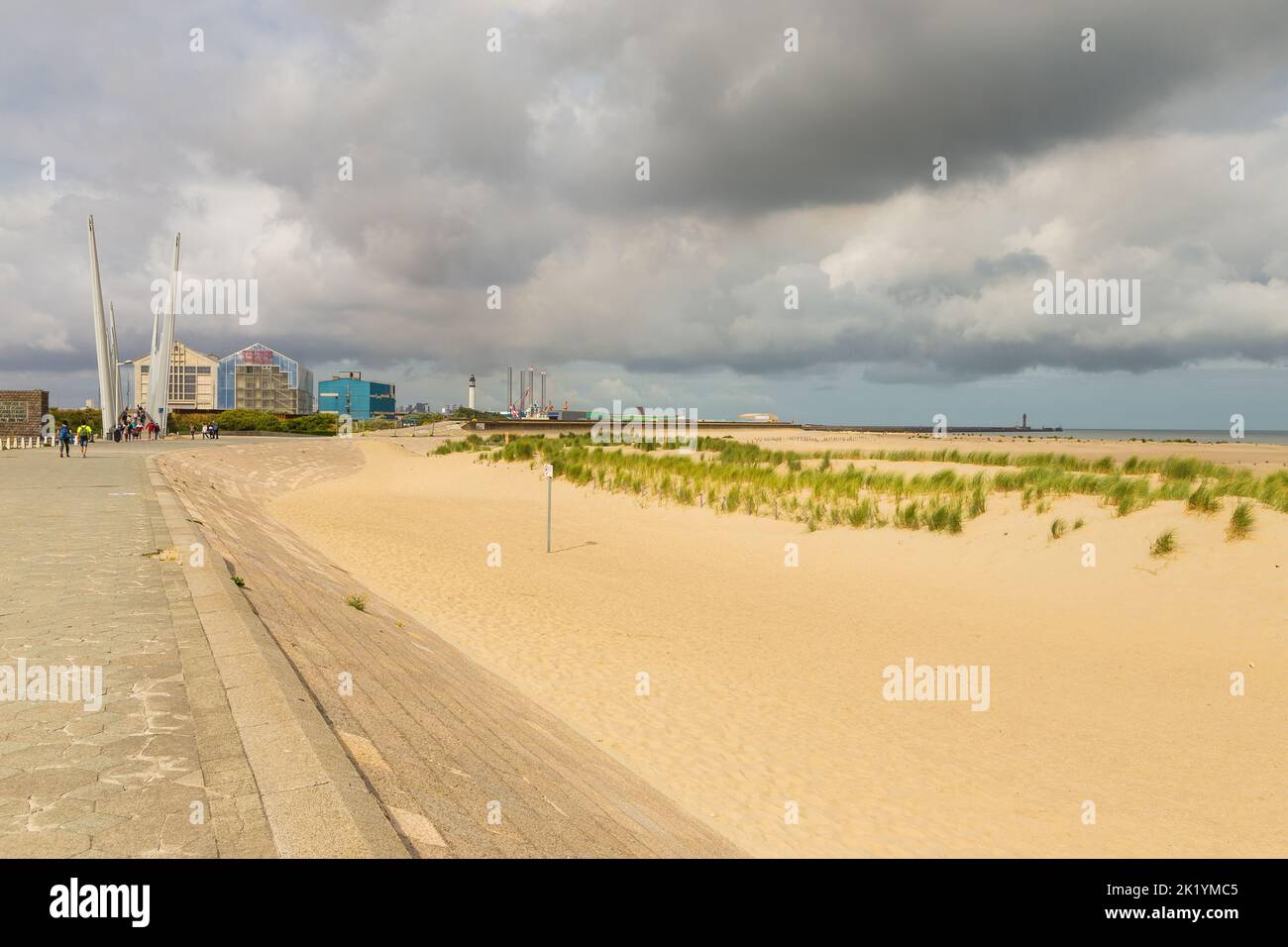 Dunkirk, France - 18 August 2018: Plage de Malo-les-Bains, a large ...
