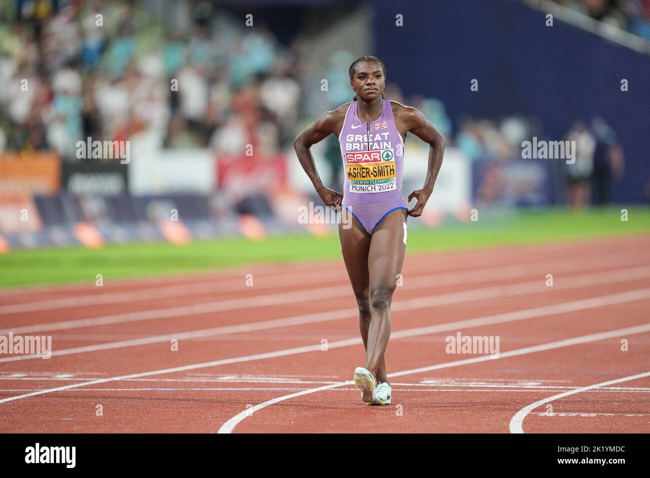 Dina Asher-Smith participating in the 100 meters of the European ...