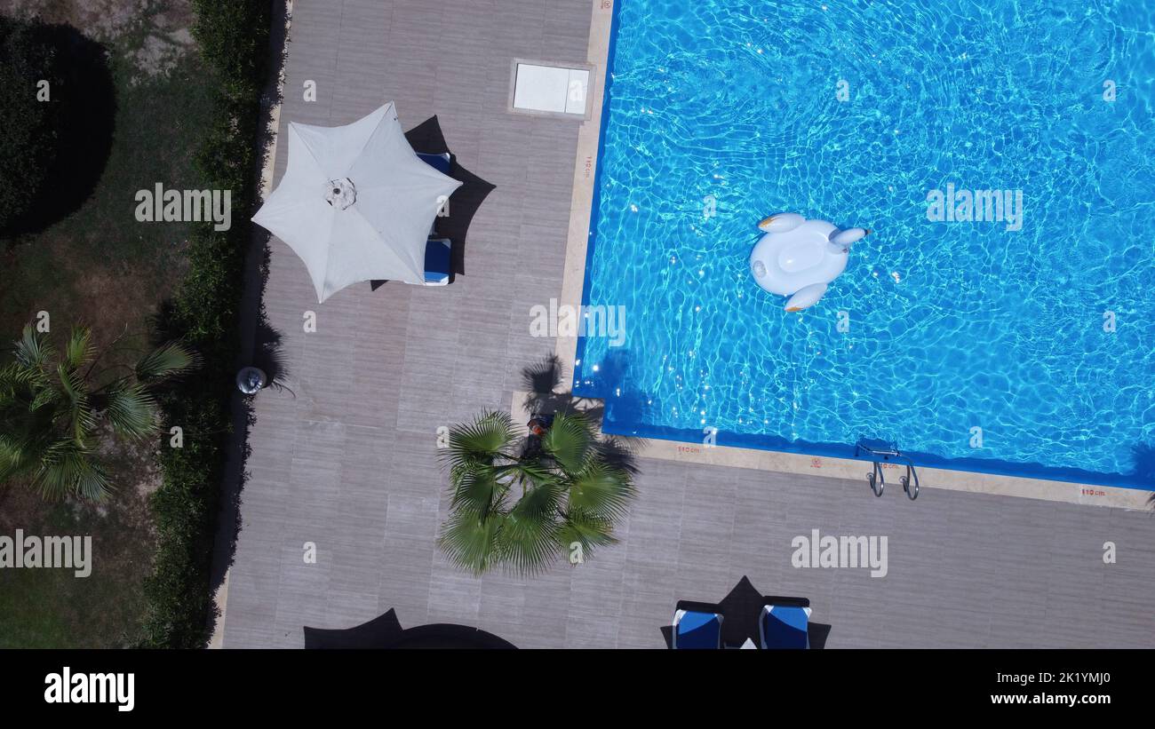 an aerial view over a swimming pool Stock Photo - Alamy
