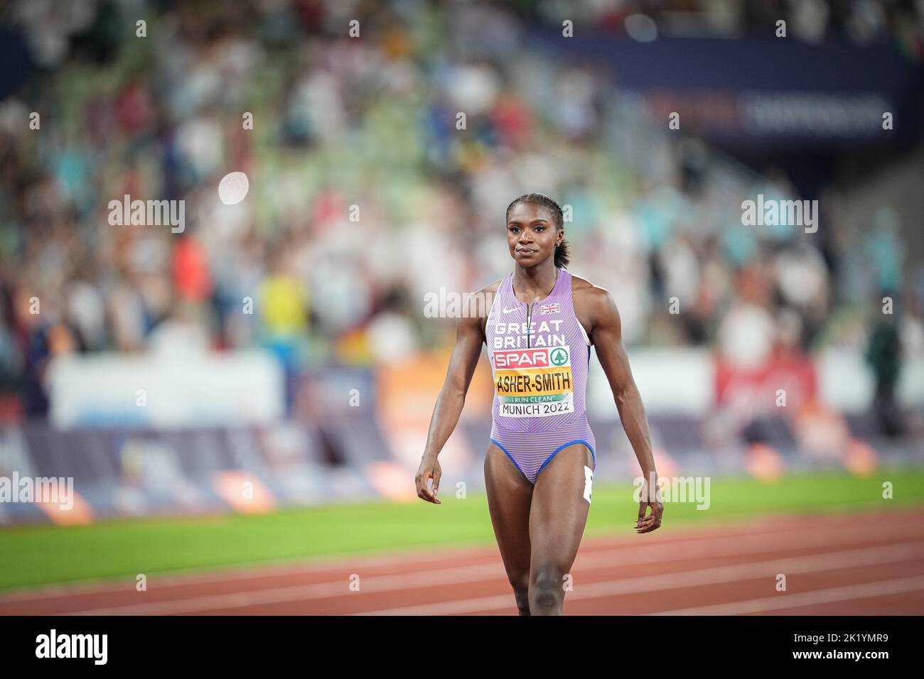 Dina Asher-Smith participating in the 100 meters of the European ...