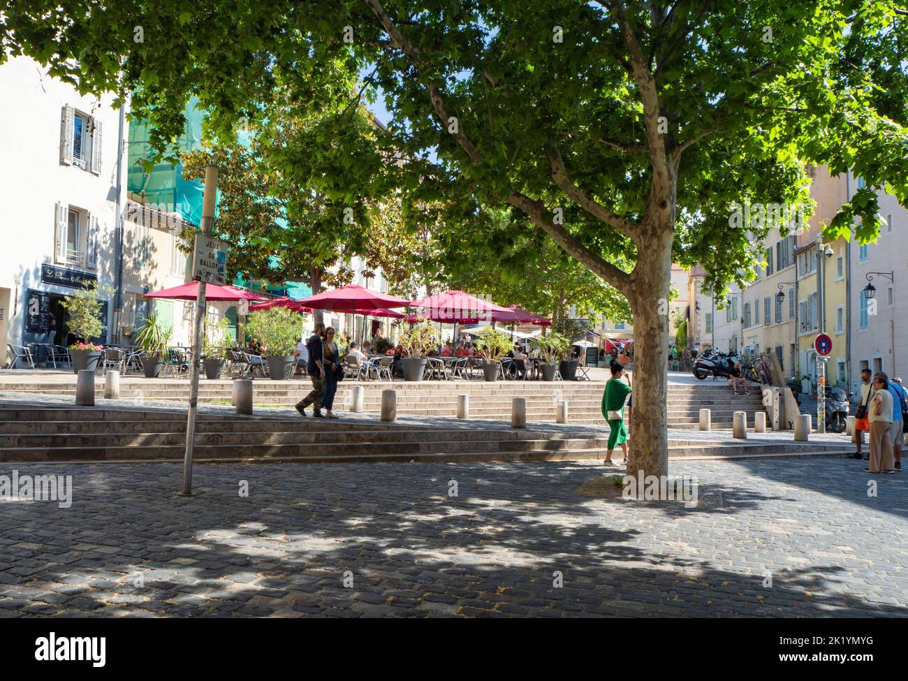 Marseille, France - May 15th 2022: Attractive urban square Place de ...