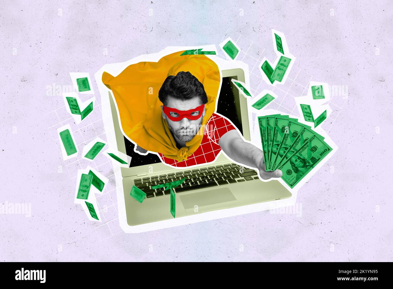 Creative photo 3d collage poster postcard artwork of funny funky man ...