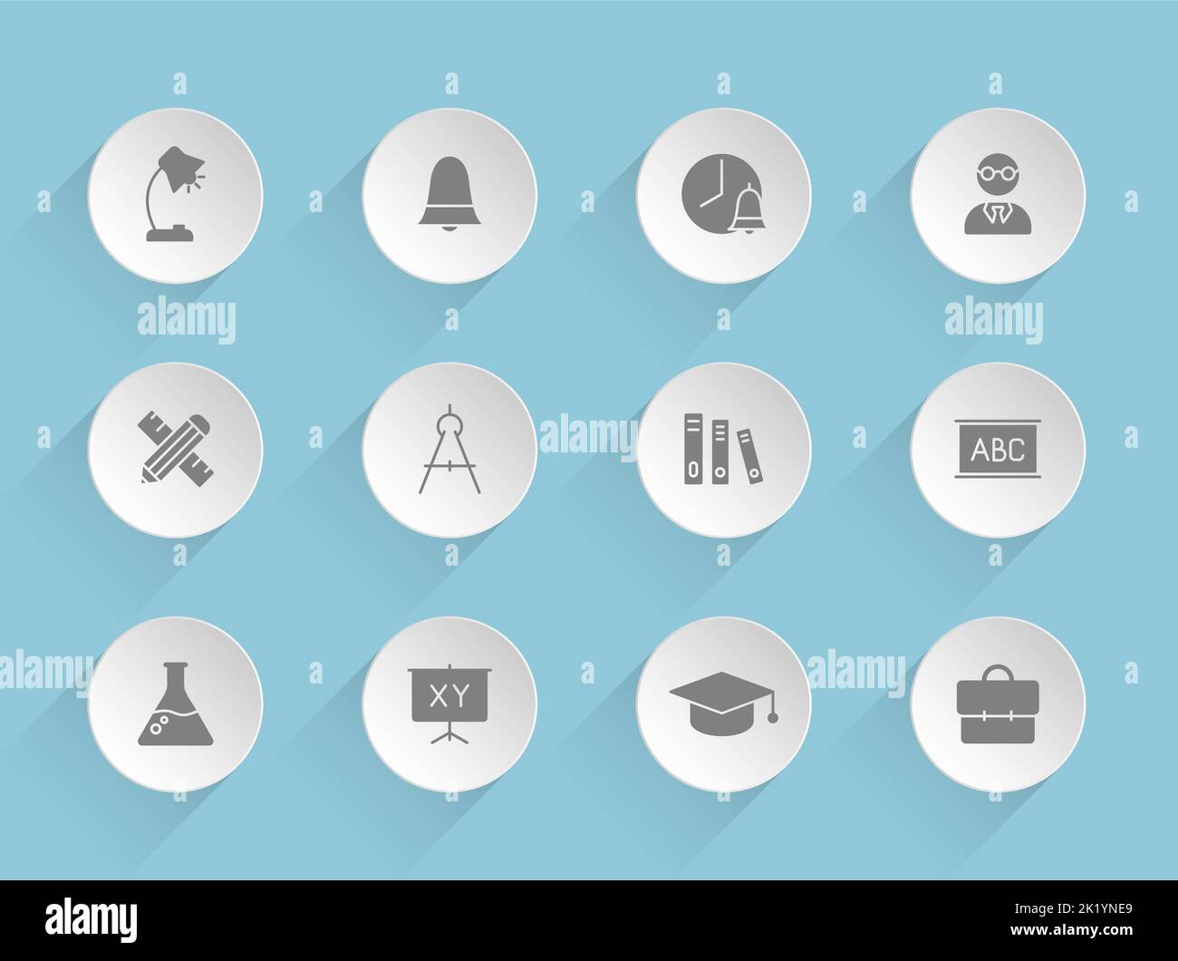 education vector icons on round puffy paper circles Stock Vector Image ...