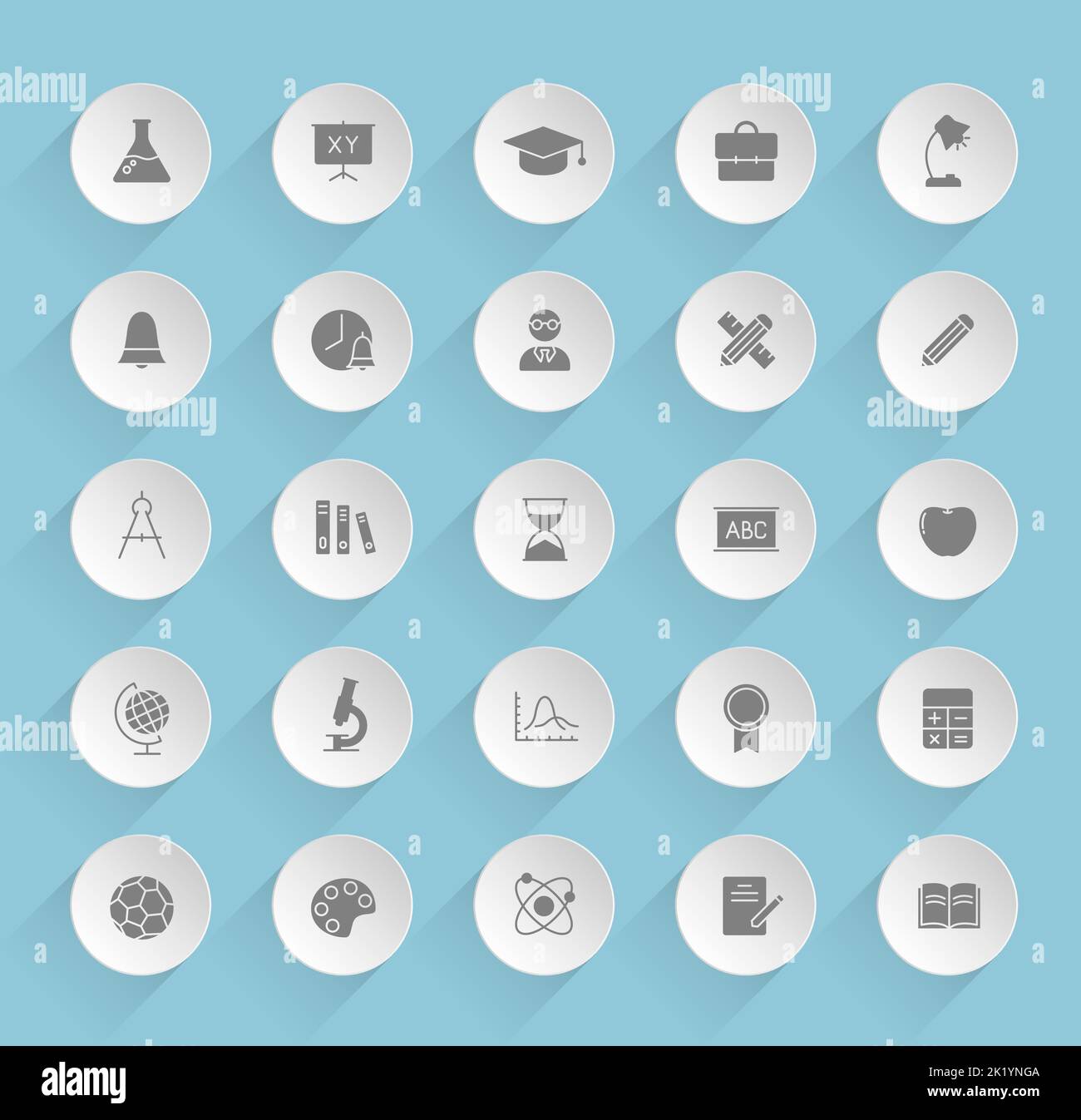 education vector icons on round puffy paper circles Stock Vector Image ...