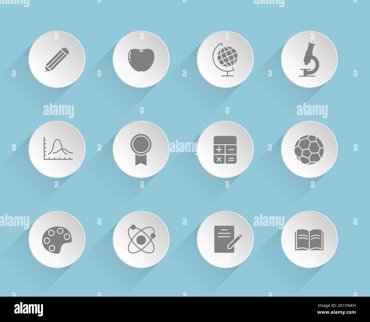 education vector icons on round puffy paper circles Stock Vector Image ...