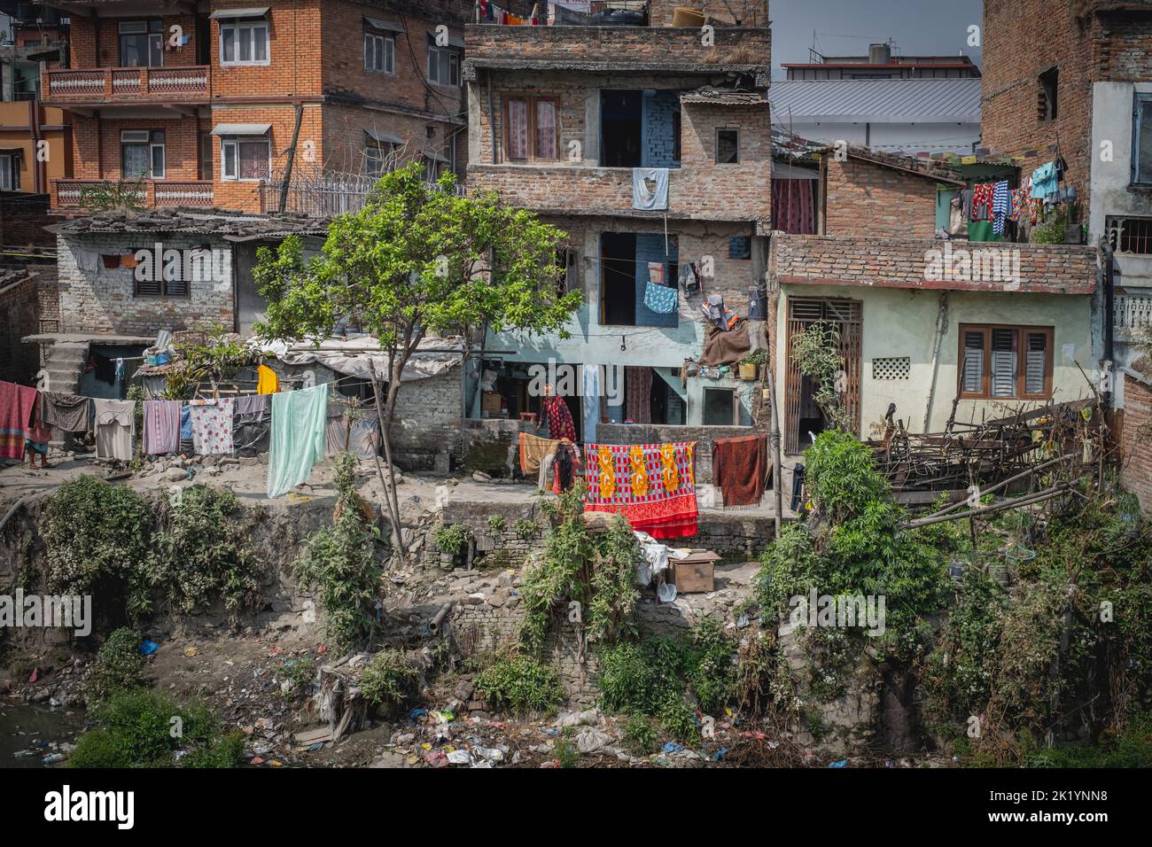 An exterior view of a building in the Kathmandu neighborhood to the ...