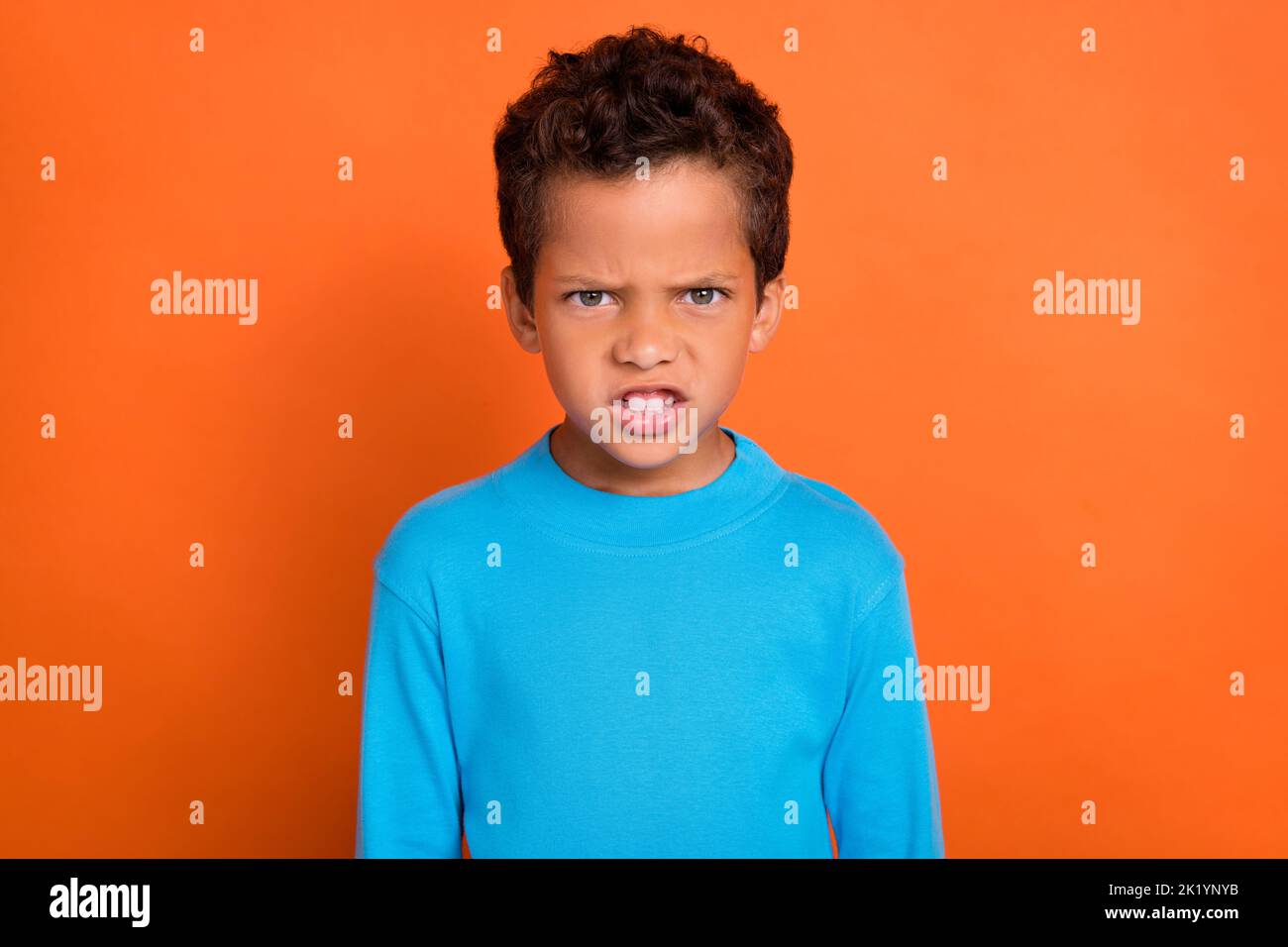 Photo of disappointed dissatisfied boy worried bad situation dressed ...