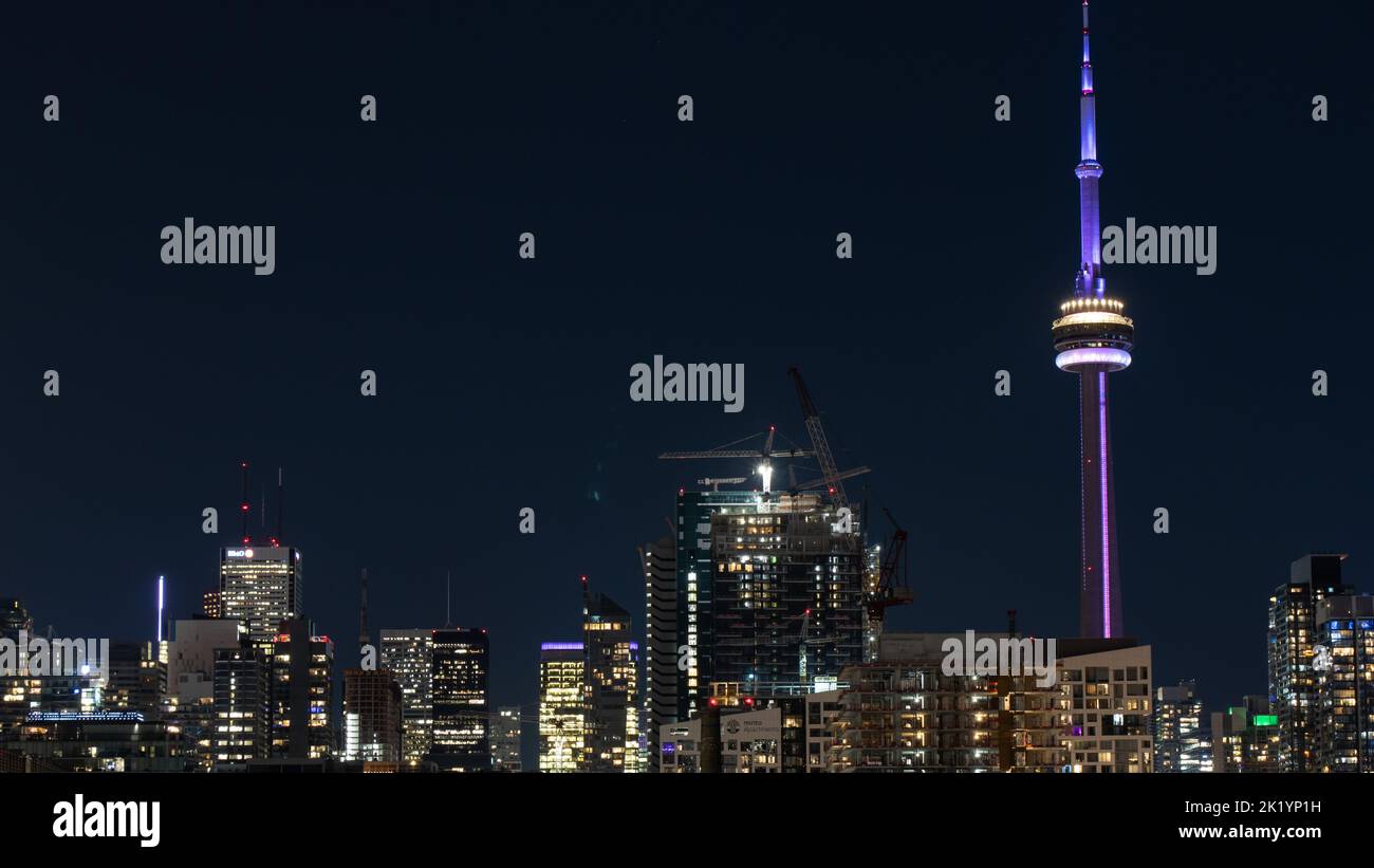 The Toronto skyline, including the famous CN Tower, is seen while ...