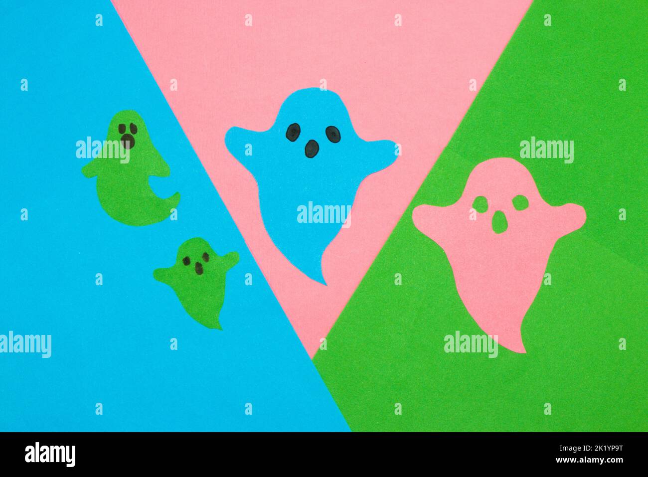 colorful paper ghosts on a colorful background, creative halloween ...