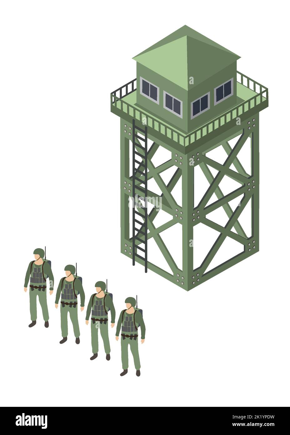 Set of army armed troop soldiers isometric armed military objects Stock ...