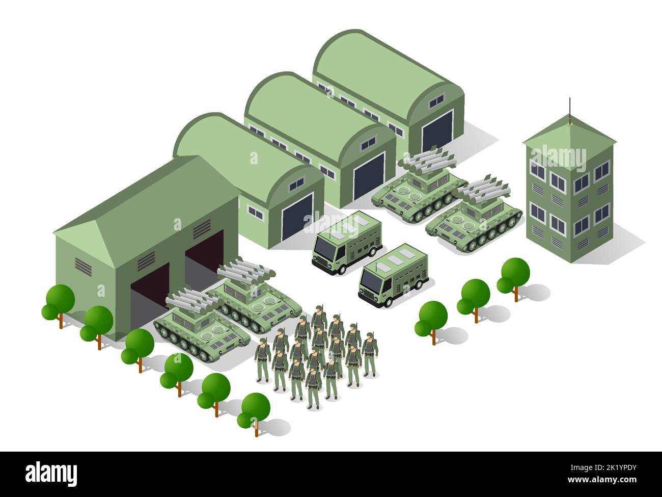 Set of army armed troop isometric armed military transport objects ...