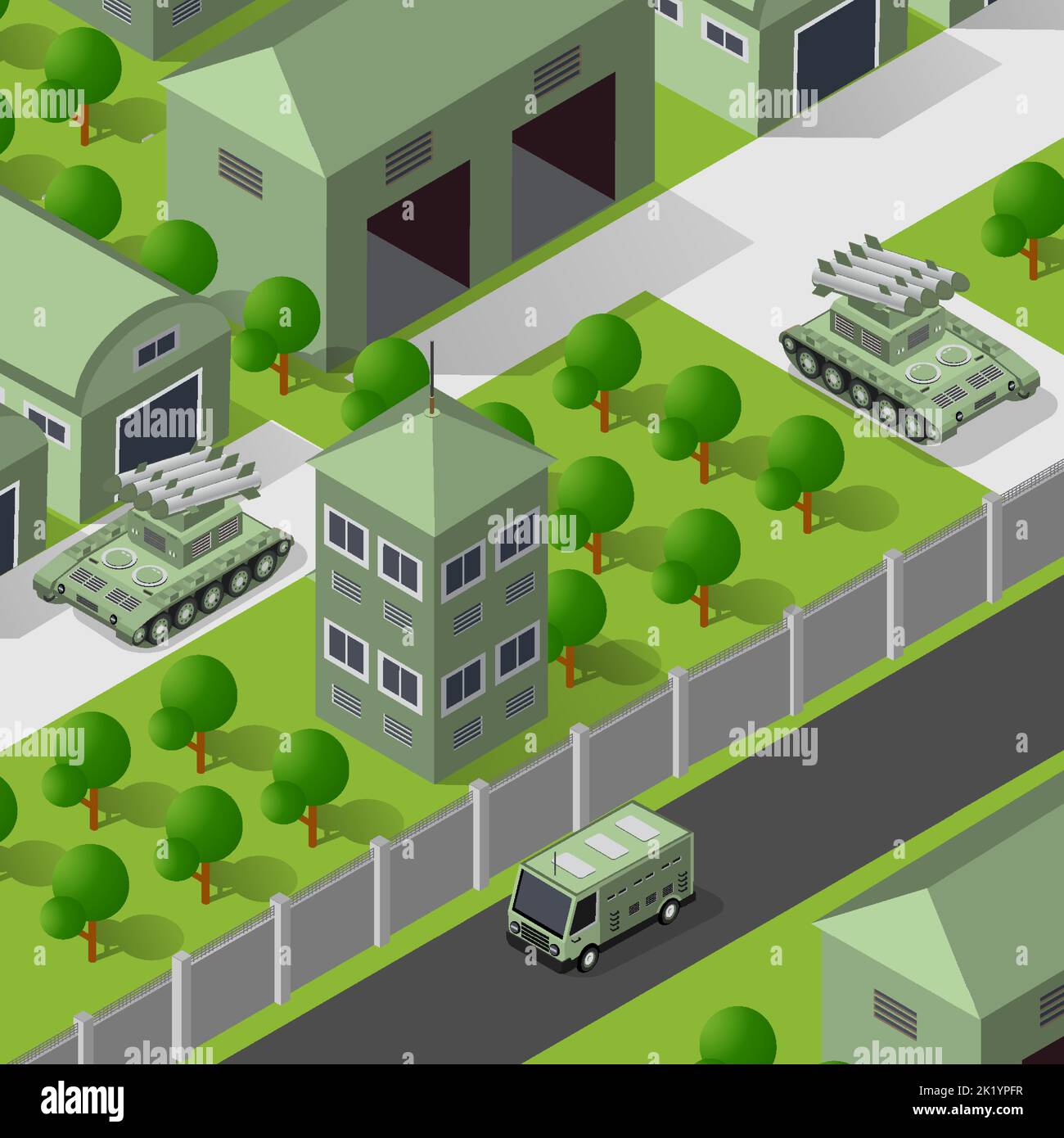 Background 3D illustration army armed troop isometric armed military ...