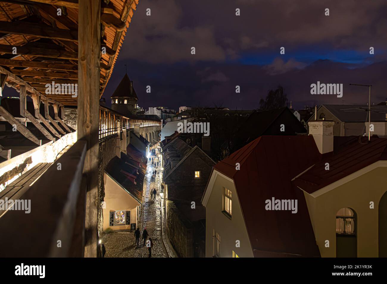 Tallinn, Estonia - January 4, 2020: night panoramic view of Tallinn ...
