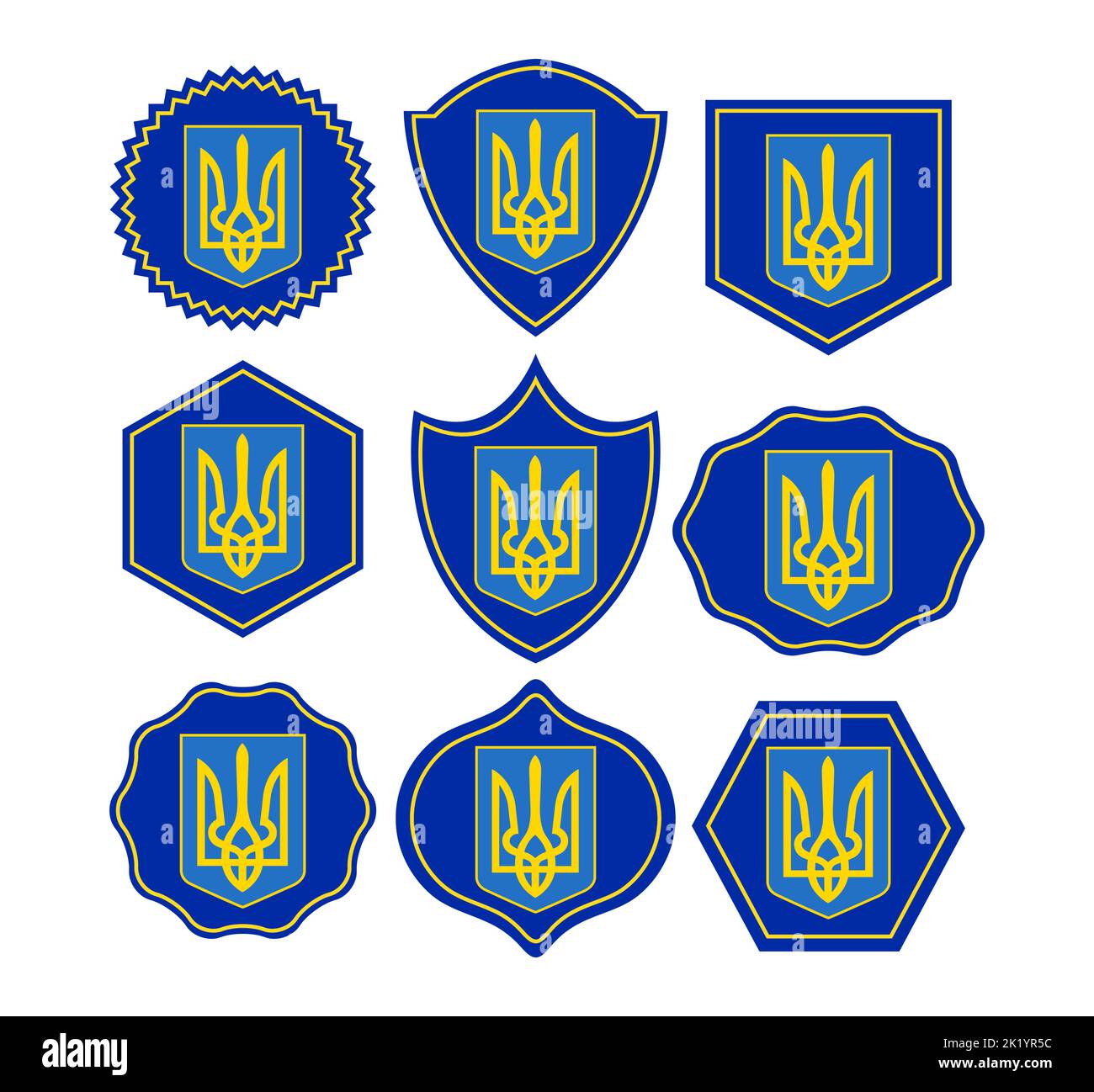 Ukrainian Trident Coat Of Arms Emblem Set Ukraine Stock Vector Image