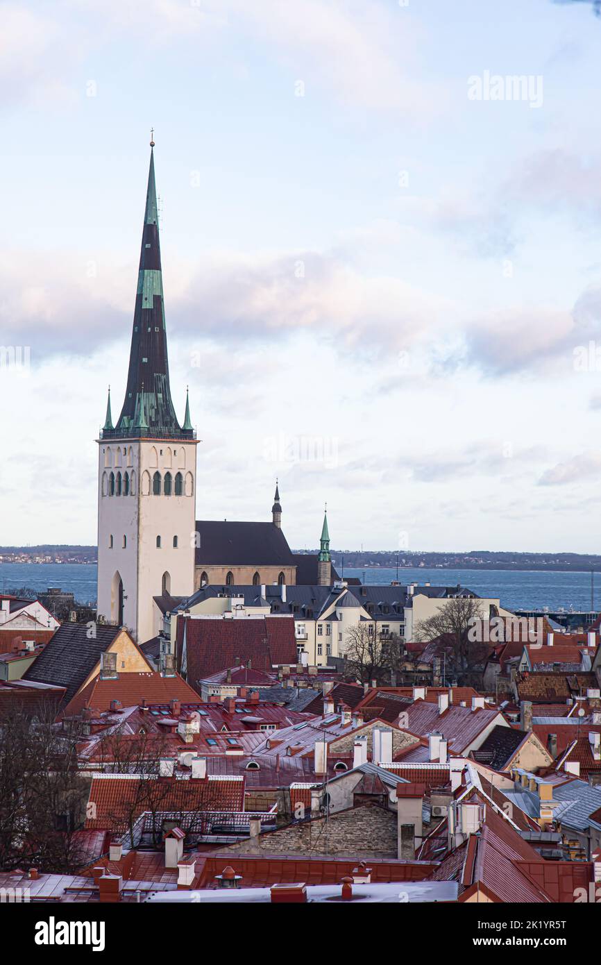 Tallinn, Estonia - January 4, 2020: panoramic view of the city with ...