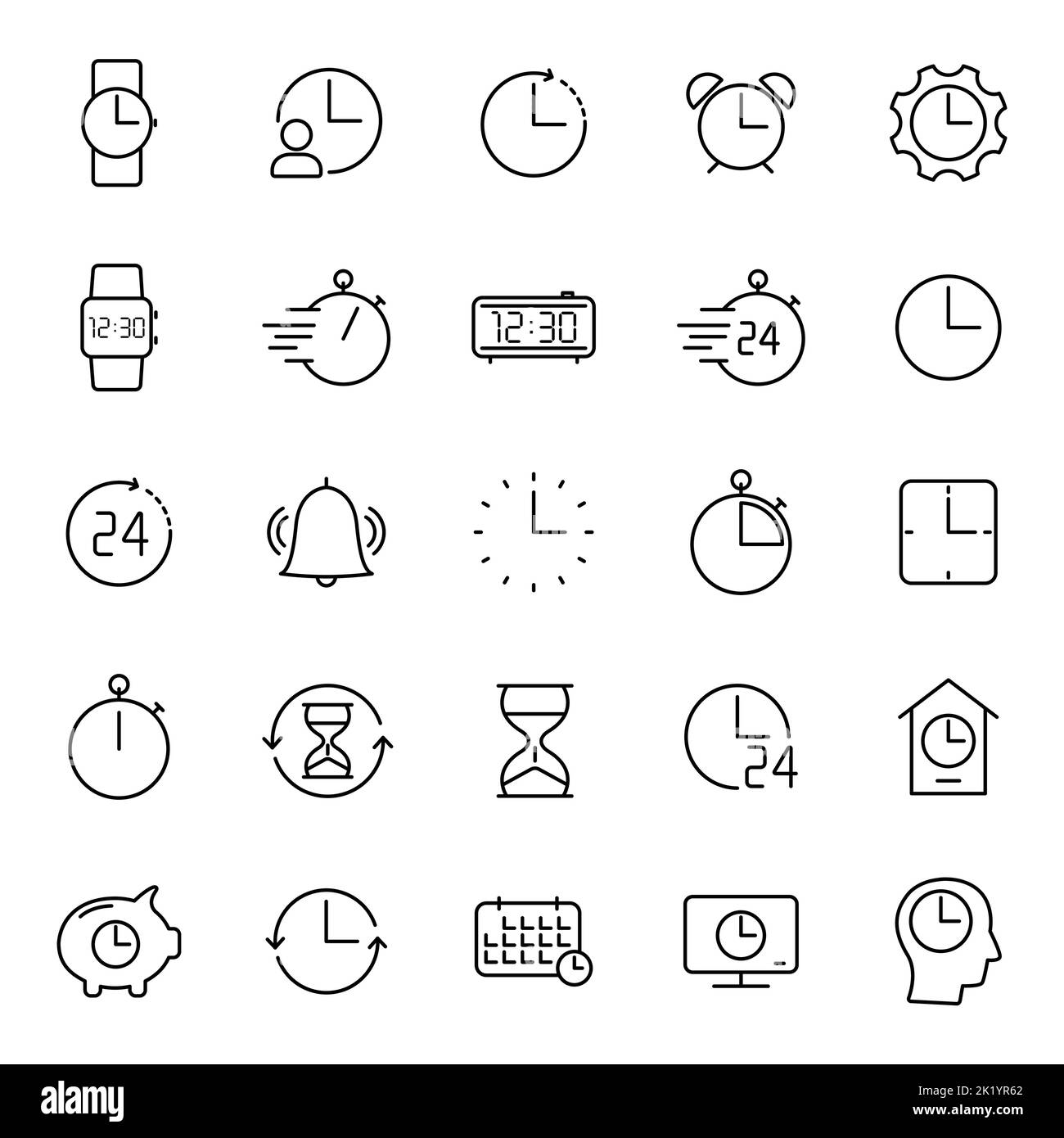 time and clock outline vector icons isolated on white Stock Vector ...