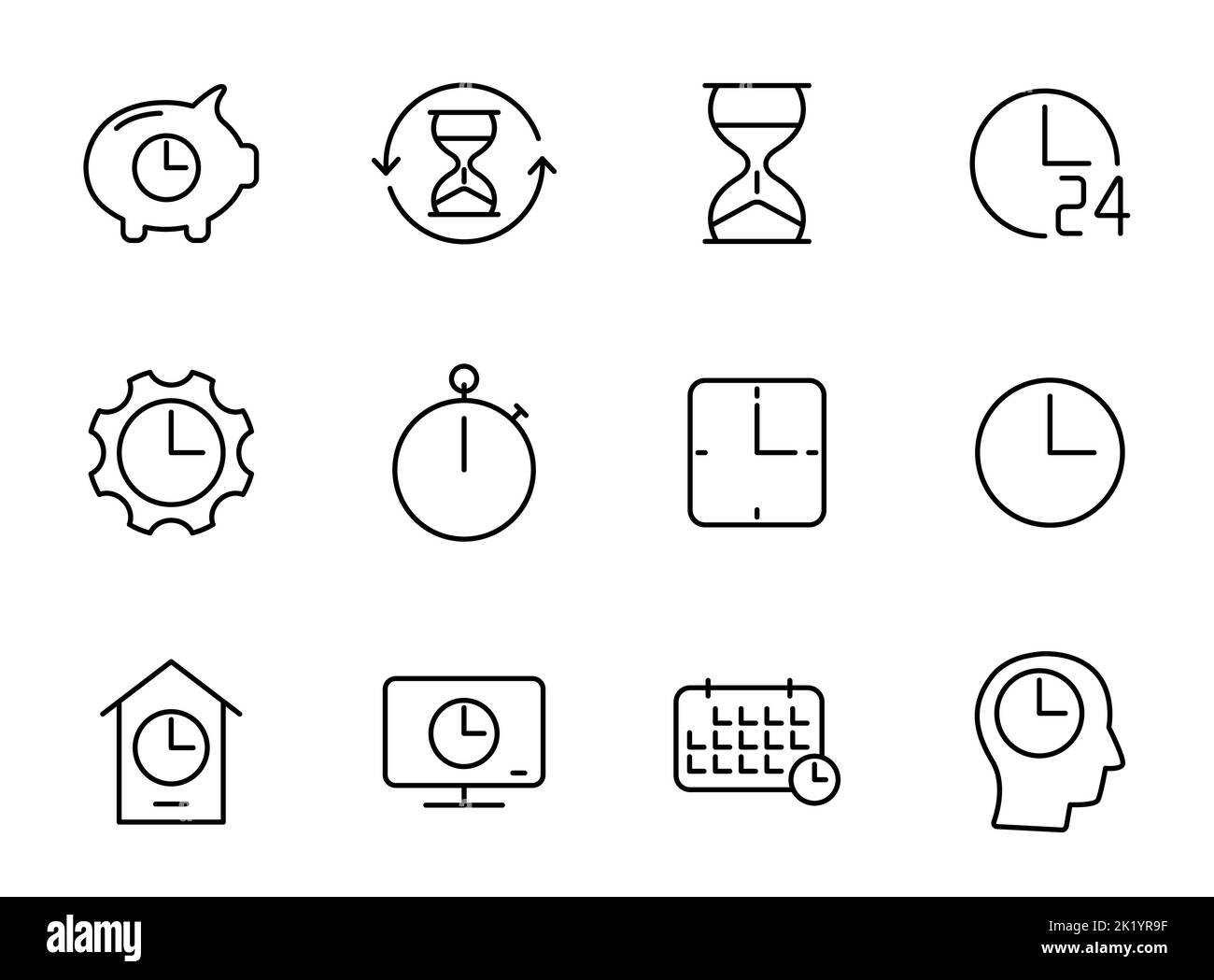 time and clock outline vector icons isolated on white Stock Vector ...