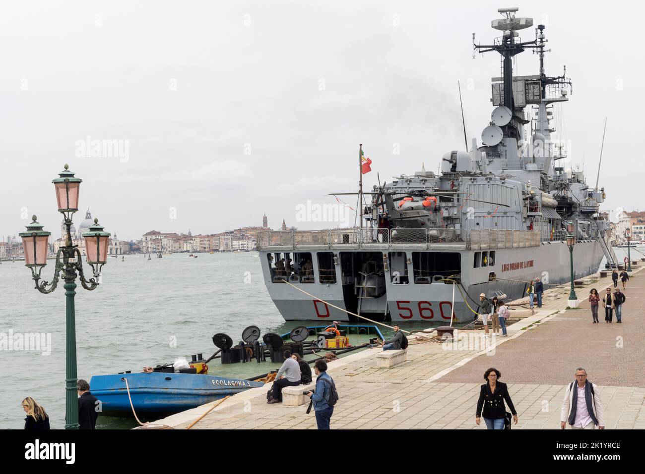 VENICE, ITALY May 4, 2022. The missile destroyer of the Italian Navy ...