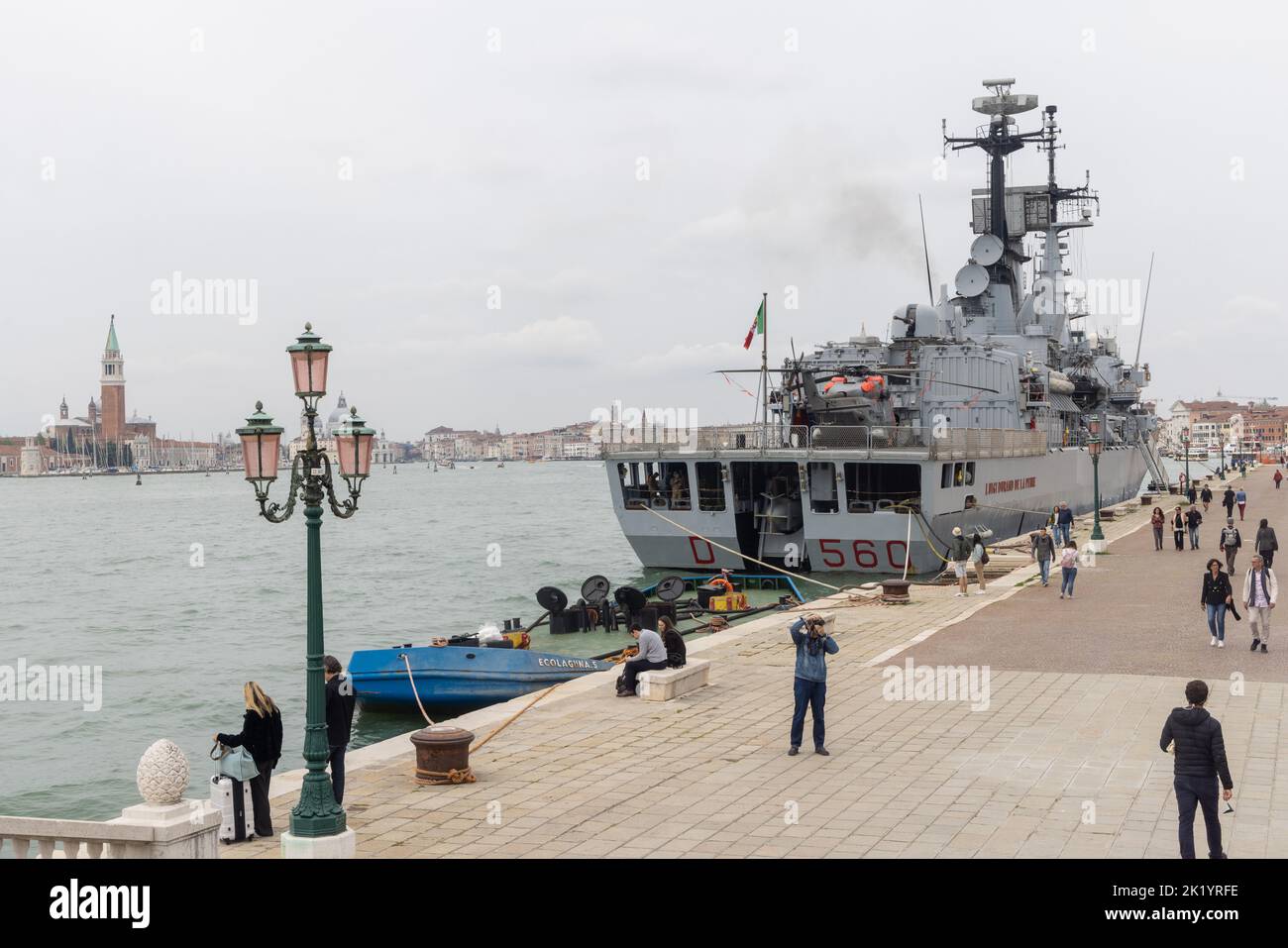 VENICE, ITALY May 4, 2022. The missile destroyer of the Italian Navy ...