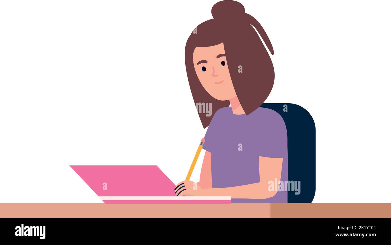student girl writing Stock Vector Image & Art - Alamy