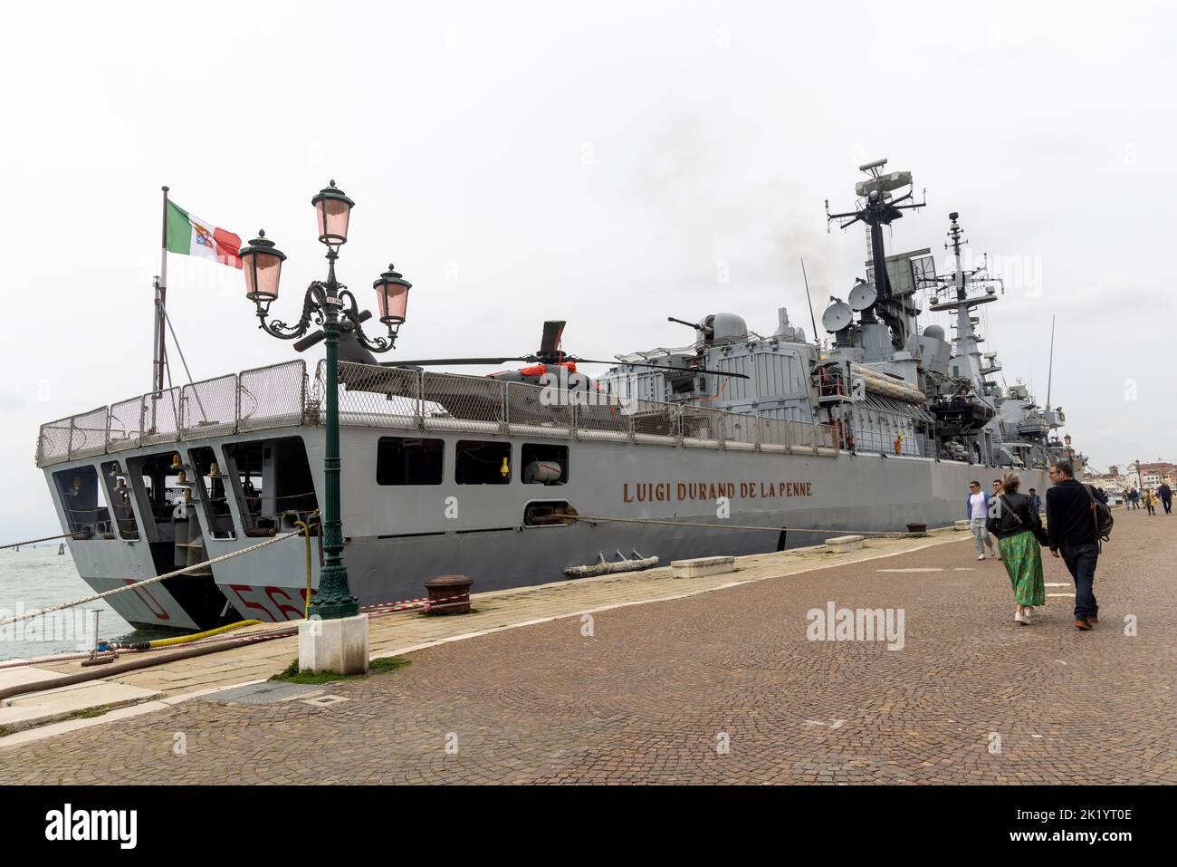 VENICE, ITALY May 4, 2022. The missile destroyer of the Italian Navy ...