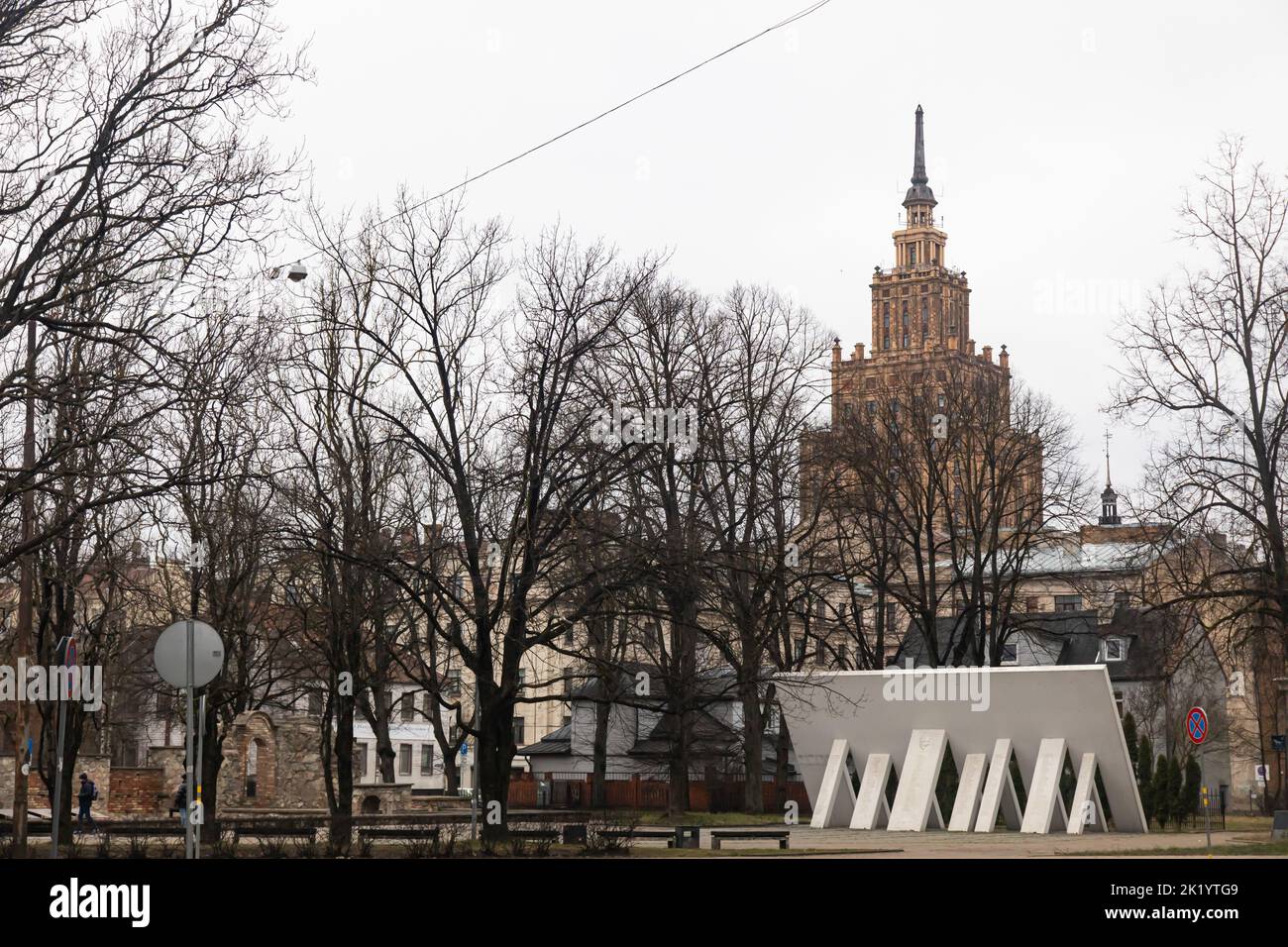 Riga, Latvia - January 2, 2019: Stalin's birthday cake famous building ...