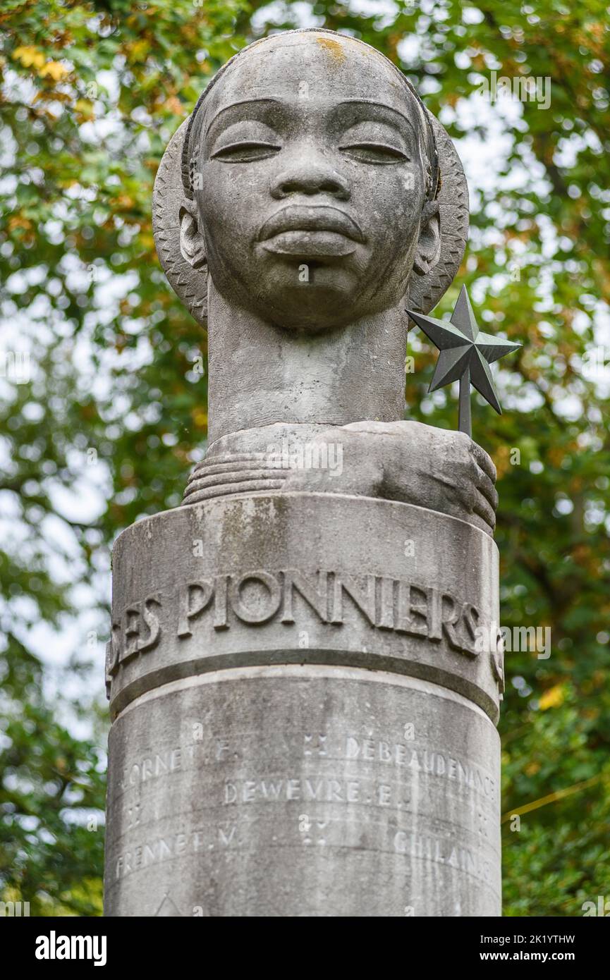 Marks of the belgian colonial pas in the public area as park and ...