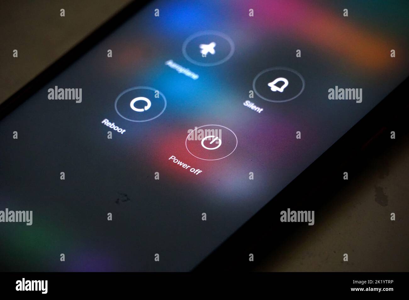 power off and other icons on a smartphone screen Stock Photo - Alamy