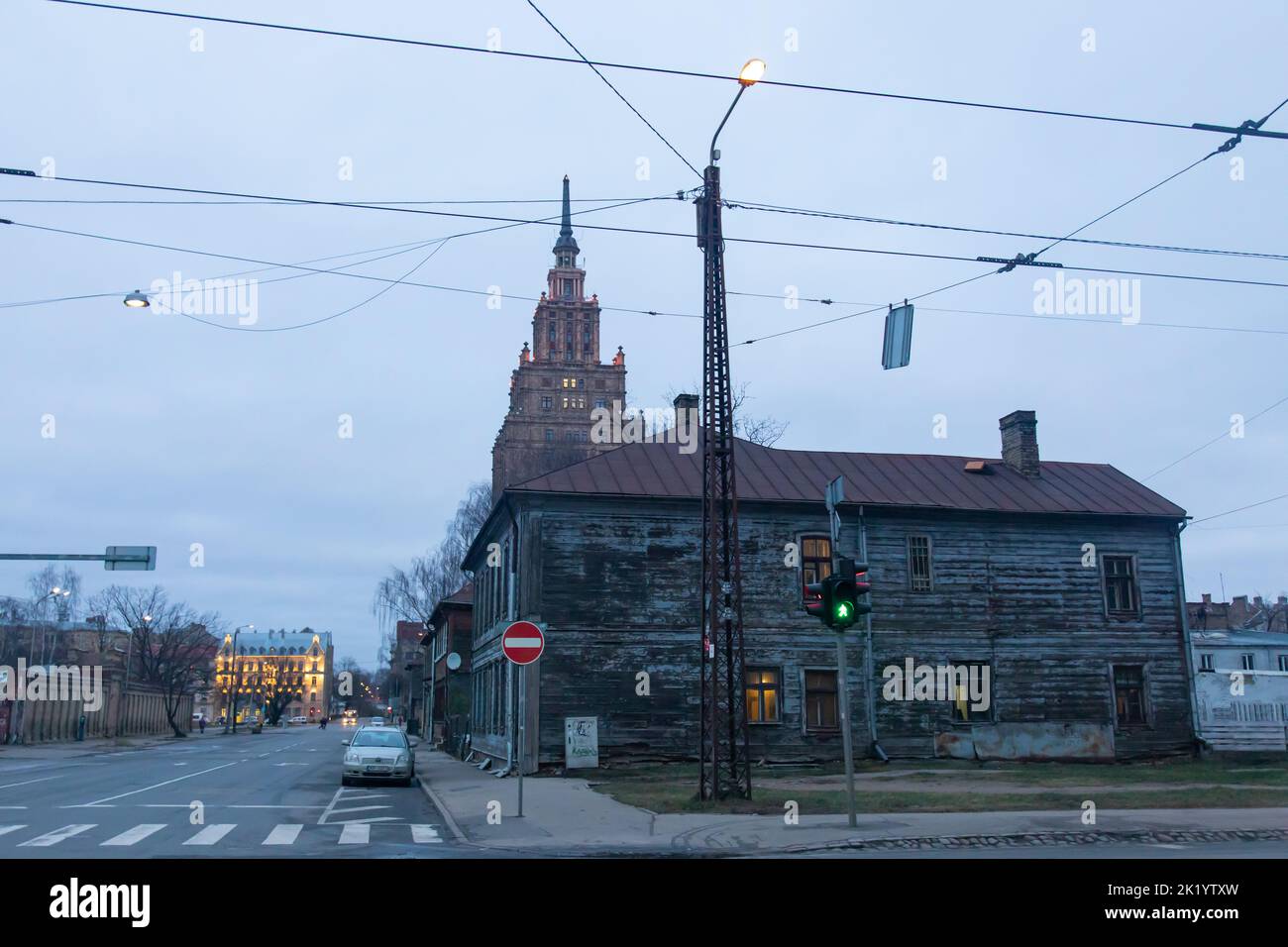 Riga, Latvia - January 1, 2019: Stalin's birthday cake famous building ...