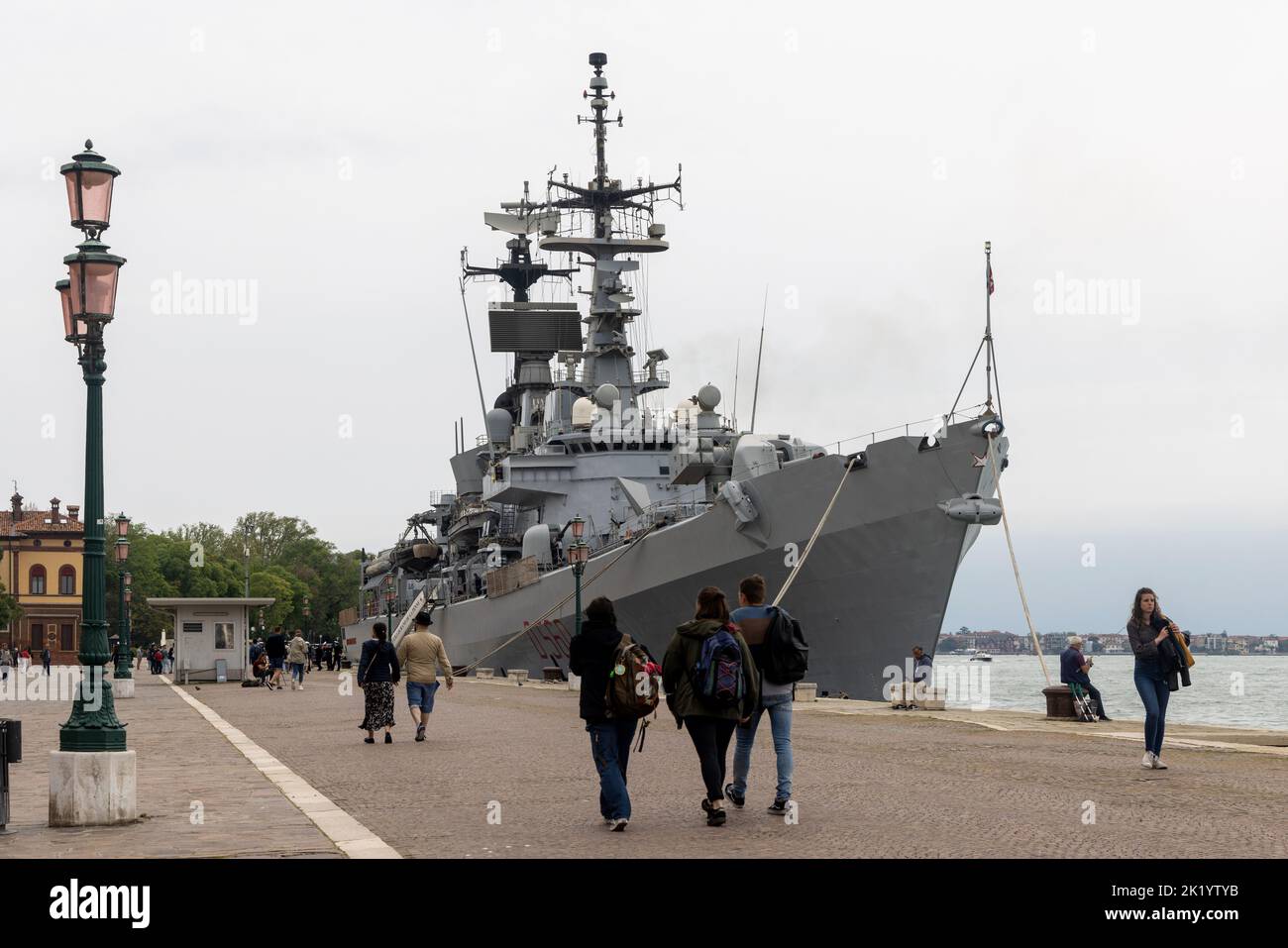 VENICE, ITALY May 4, 2022. The missile destroyer of the Italian Navy ...