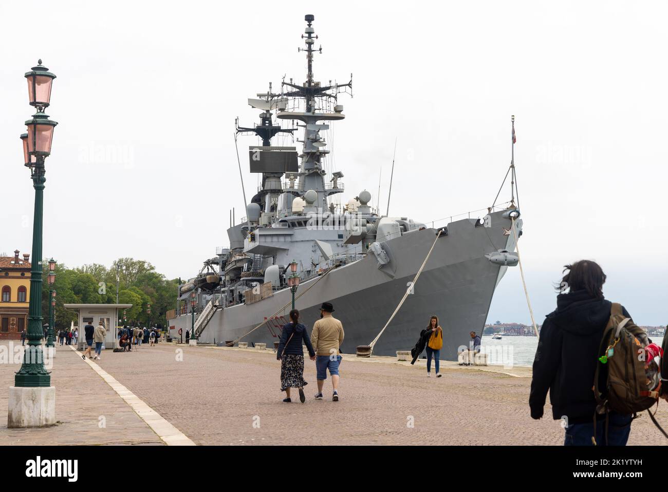 VENICE, ITALY May 4, 2022. The missile destroyer of the Italian Navy ...