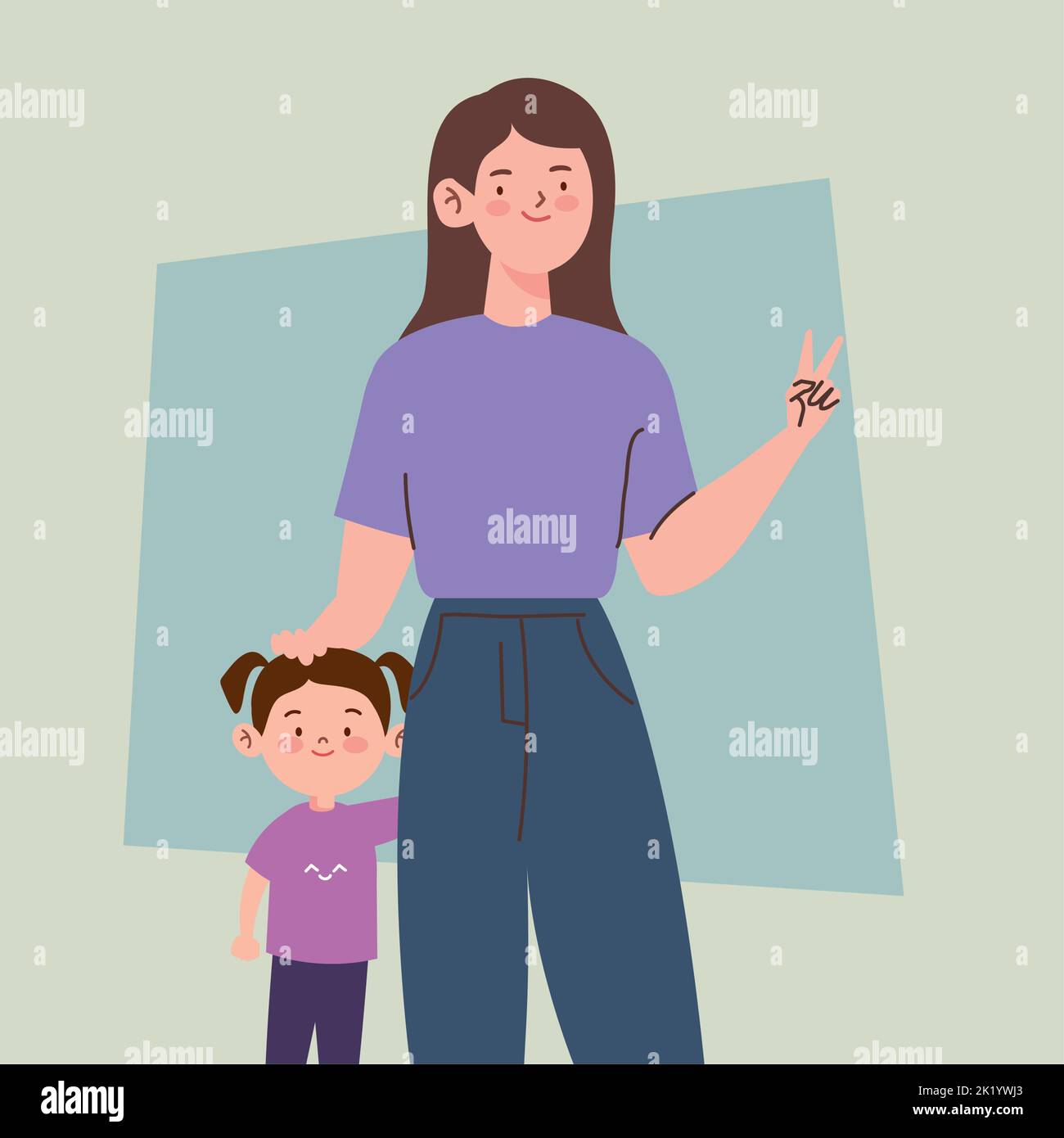 Korean Mom And Daughter Stock Vector Image And Art Alamy