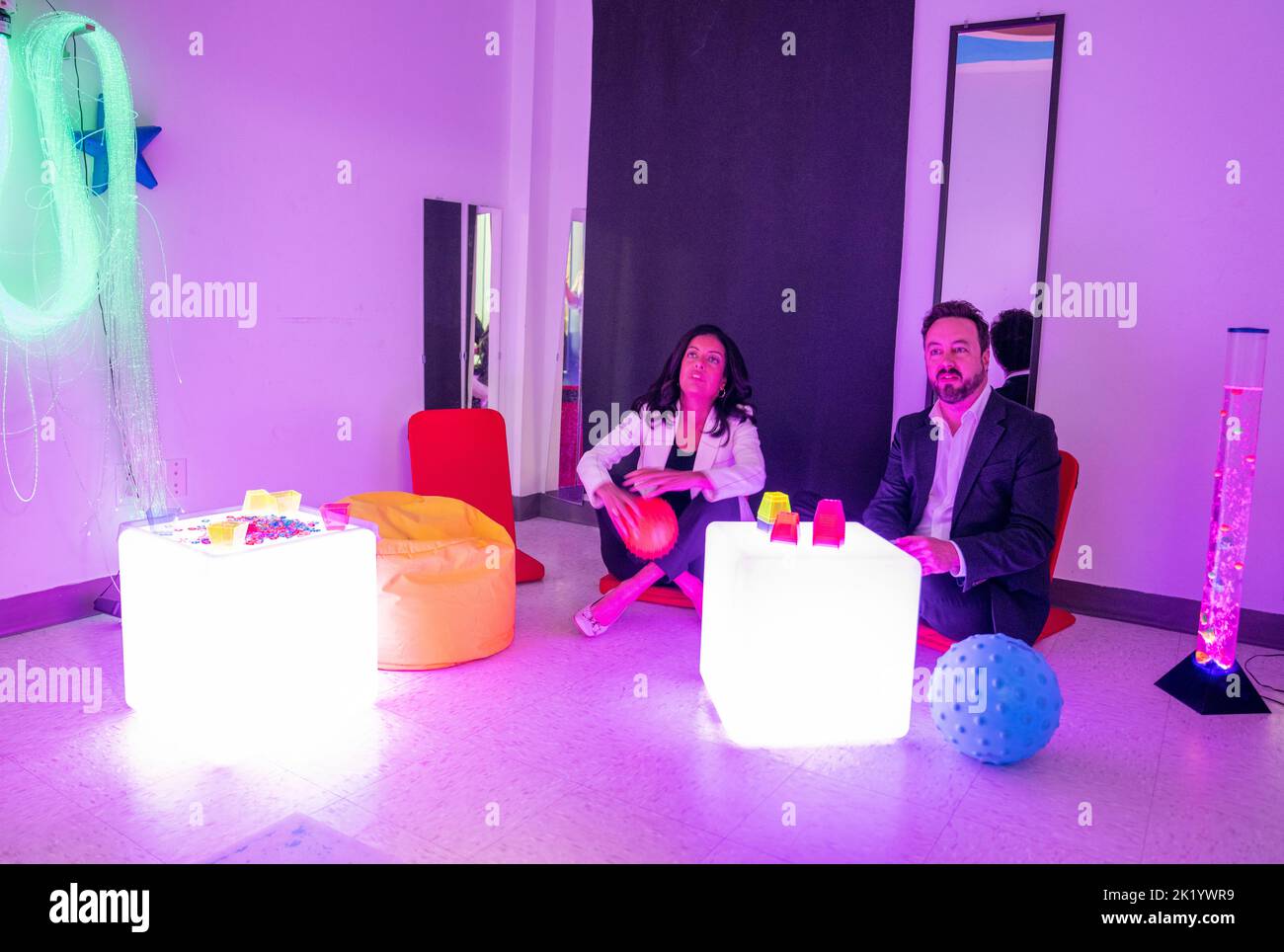 Quebec Liberal leader Dominique Anglade and candidate Mathieu Gratton ...
