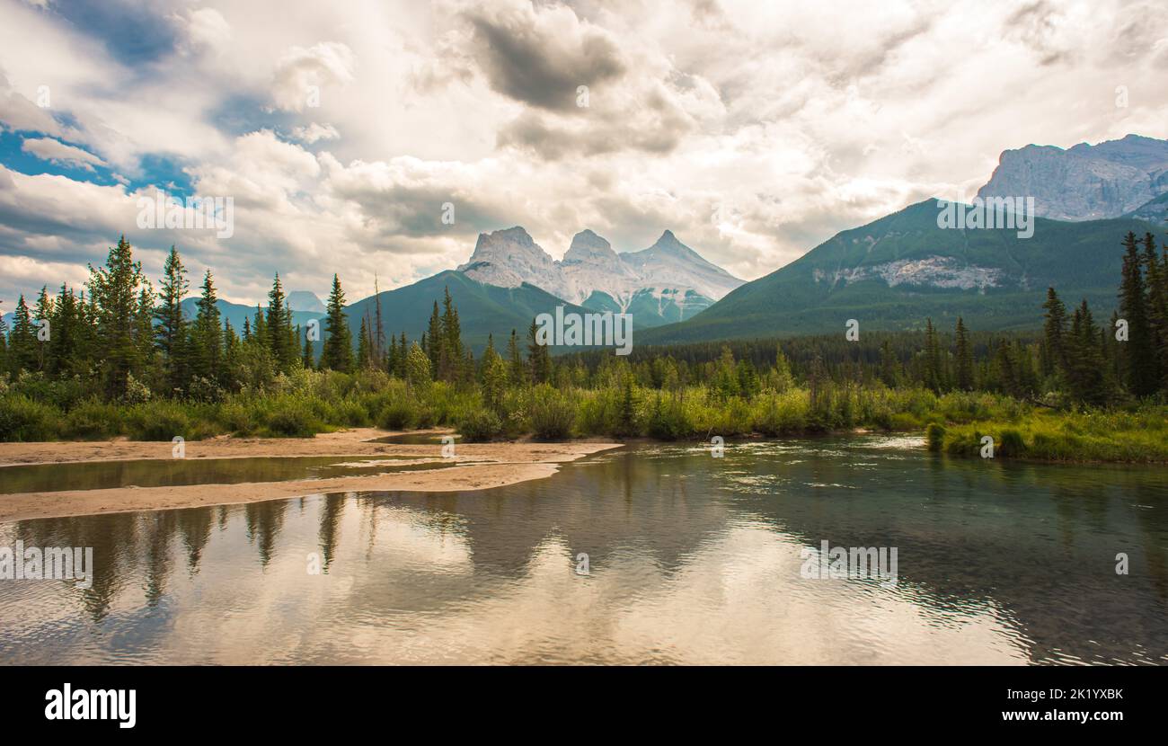 Scenery of Three Sisters Mountain in Banff National Park, Canada Stock Photo - Alamy