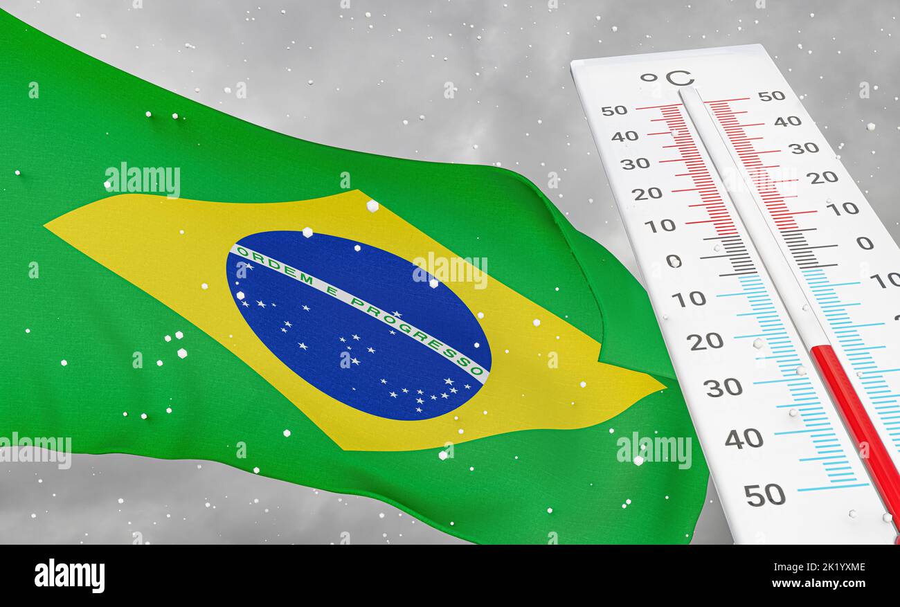 Flag brazil with thermometer 3d work hi-res stock photography and ...