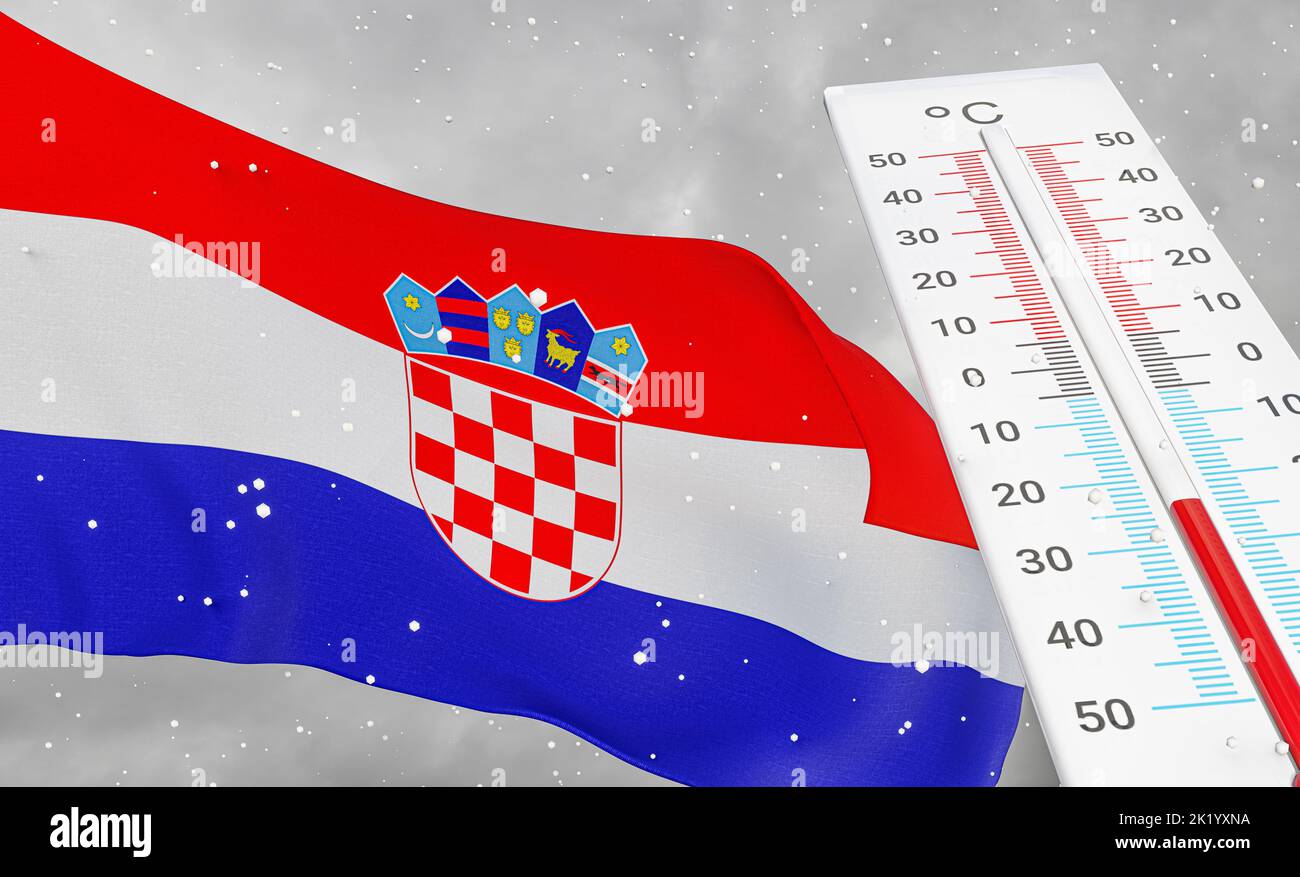 Winter in Croatia with severe cold, negative temperature, Cold season ...