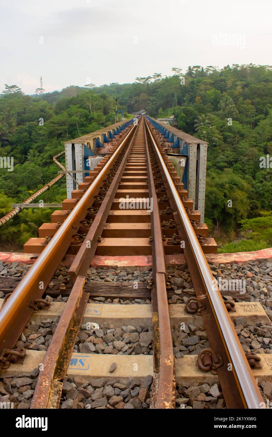 old railway line and bridge landscape photography Stock Photo - Alamy