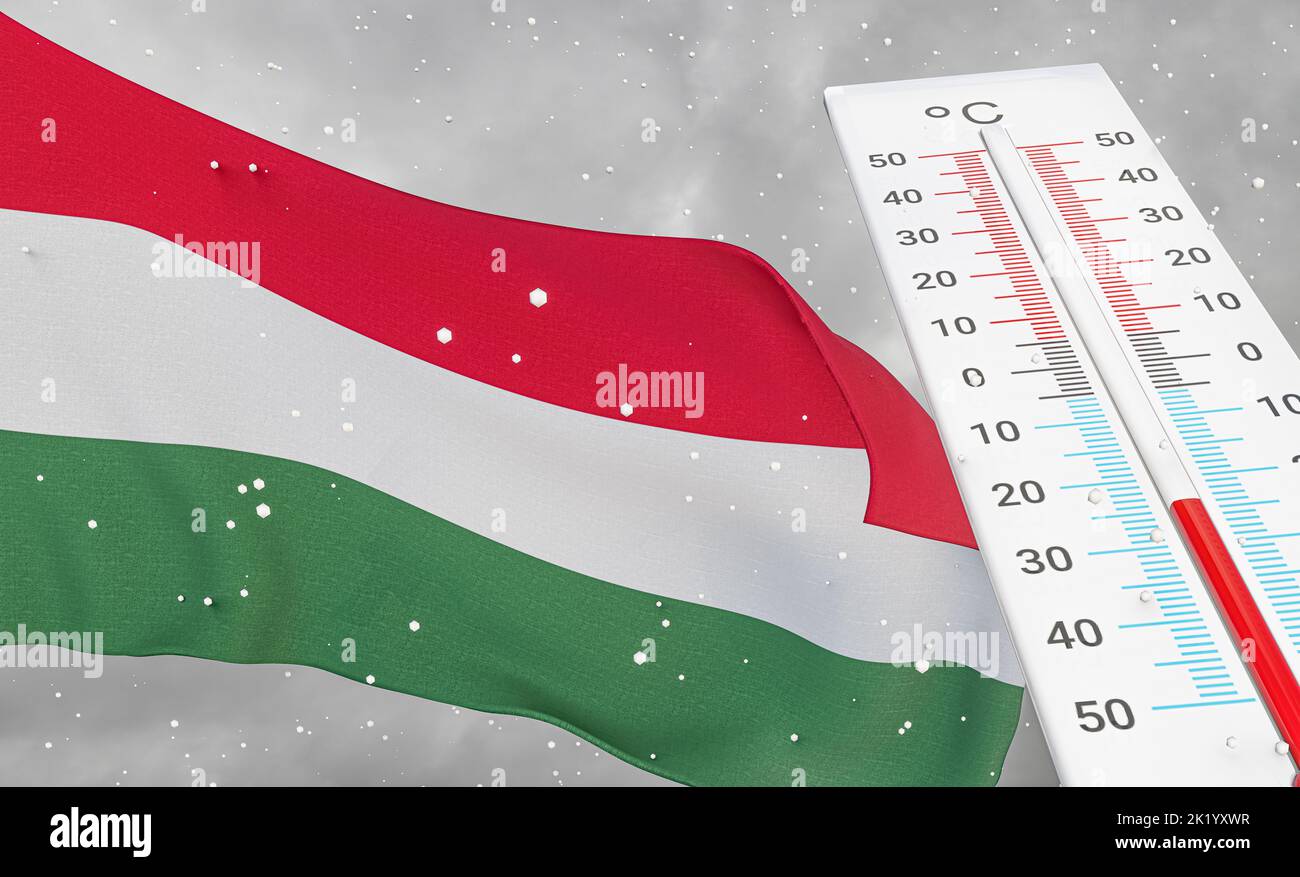 Winter in Hungary with severe cold, negative temperature, Cold season ...