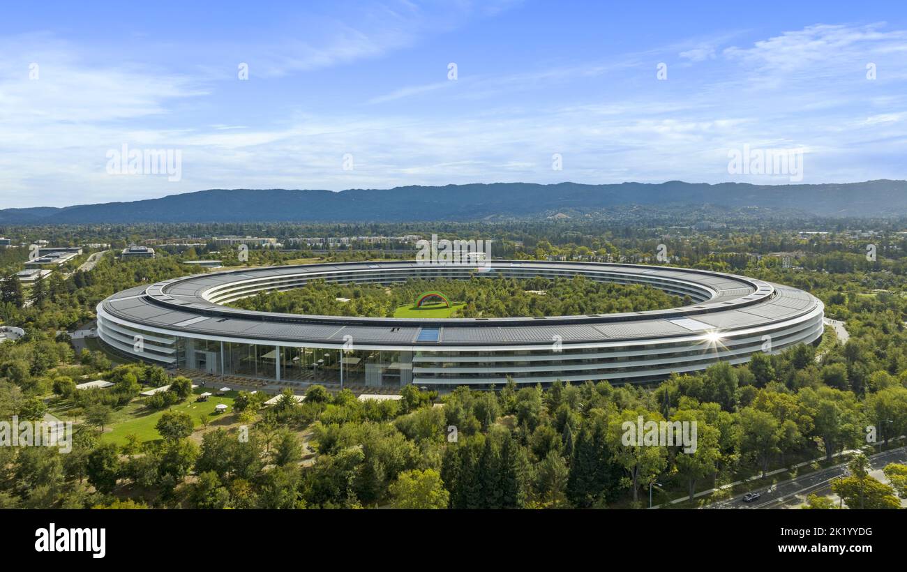 Aerial View of the Apple Park Campus Building and Grounds Stock Photo ...